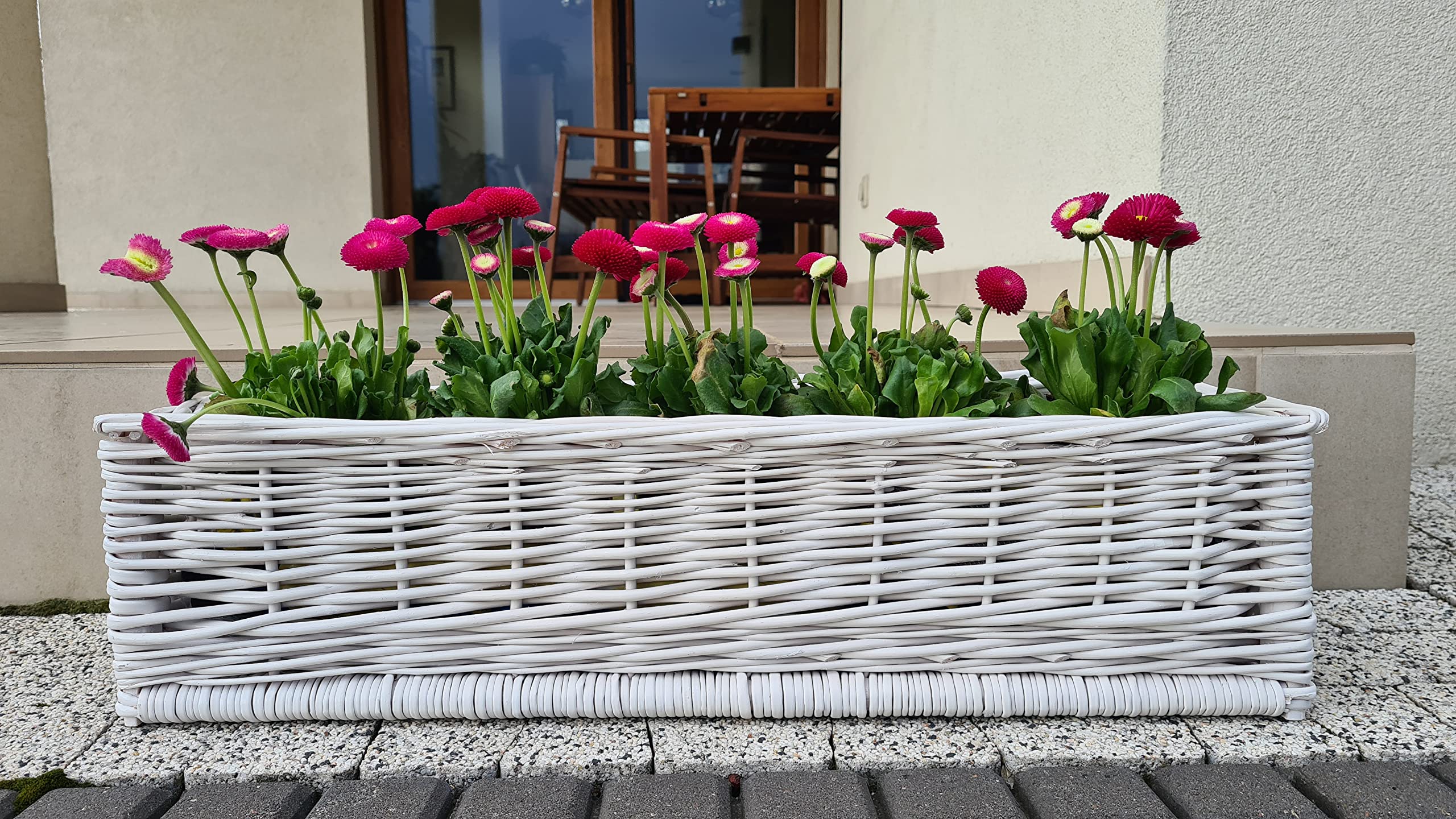 Jardinera De Mimbre Blanca Para Exterior Macetas Y Maceteros Con Buen