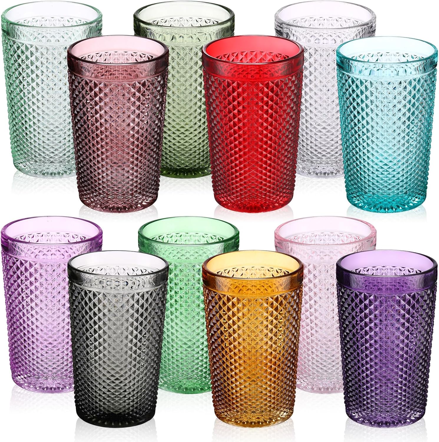 Amazon.com | Roshtia 12 Pcs Vintage Drinking Glasses Set Colored ...