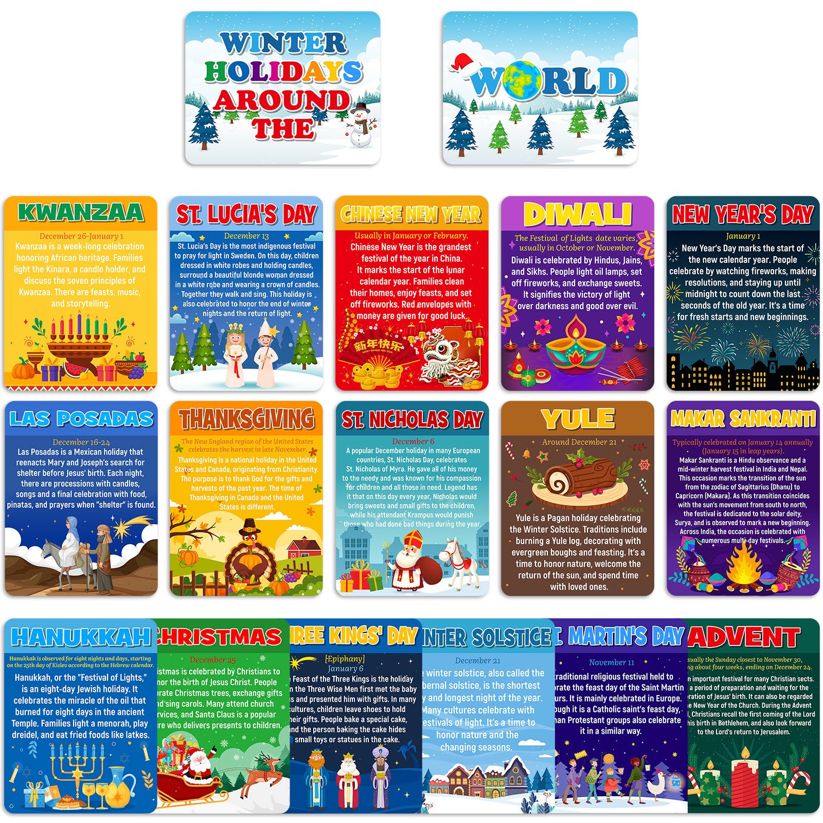Snapklik.com : 18 Pcs Winter Bulletin Board Set Winter Holidays Around ...