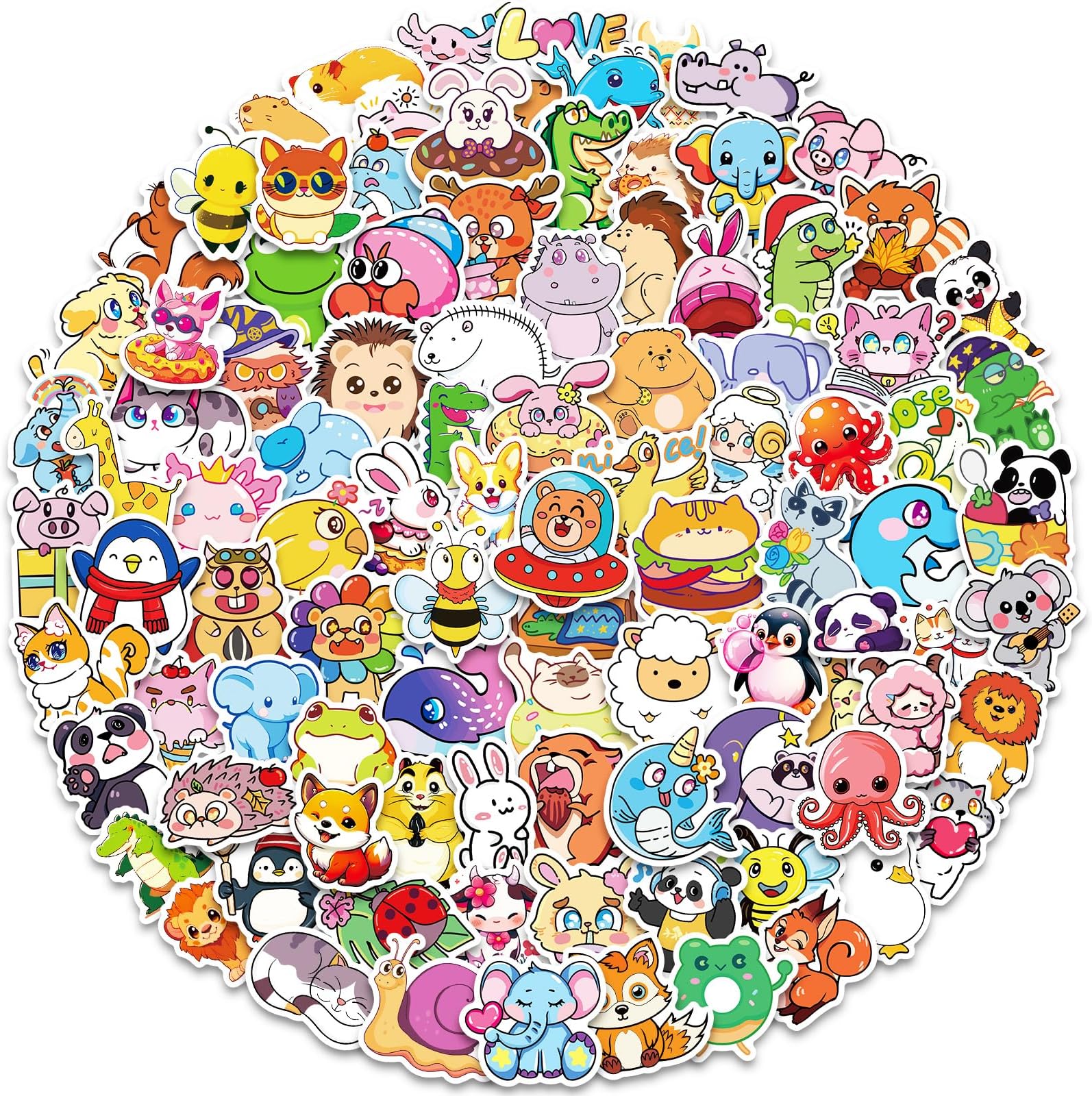 Amazon.com: LIFEBE Cute Animal Stickers for Kids 100pcs, Animal ...