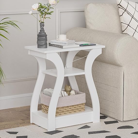 Amazon.com: FROMJBEST End Tables Living Room, White End Table with ...