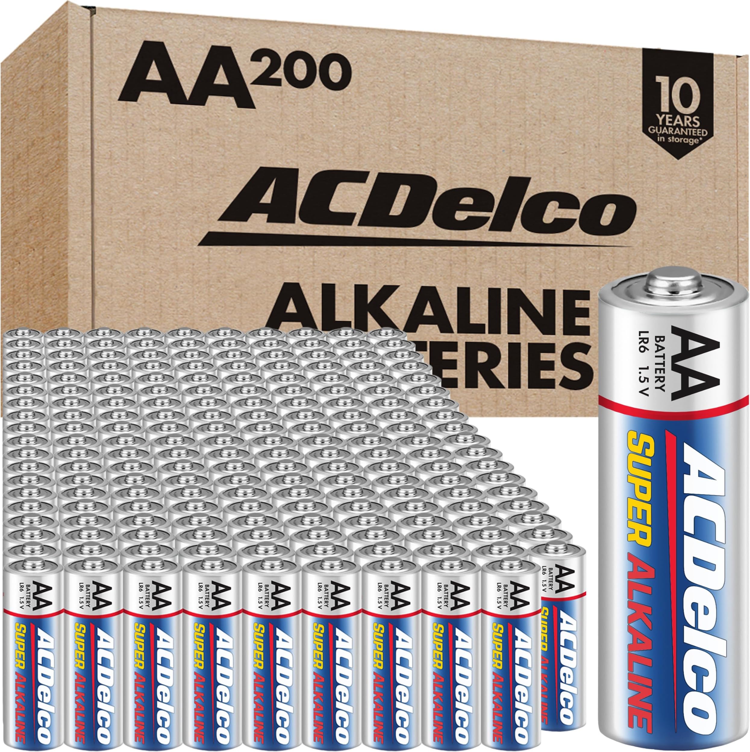 Amazon.com: ACDelco 200-Count Double AA Batteries, Maximum Power Super ...