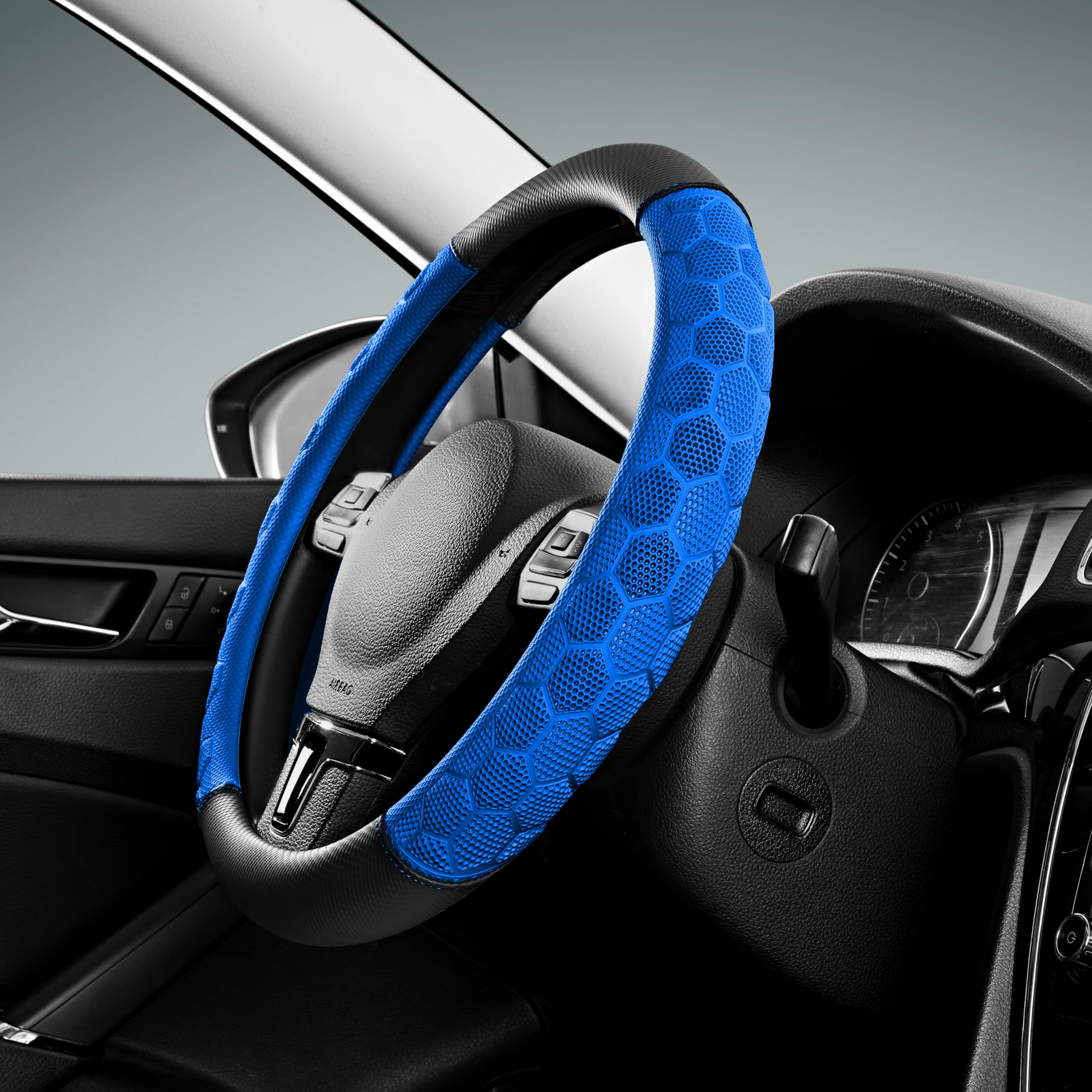 Snapklik.com : Massage Steering Wheel Cover, Blue Football Pattern ...