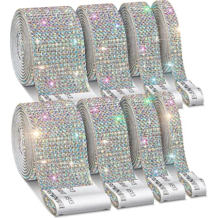 Amazon.com: 10 Rolls Self Adhesive Rhinestone Strip Bling Rhinestone ...