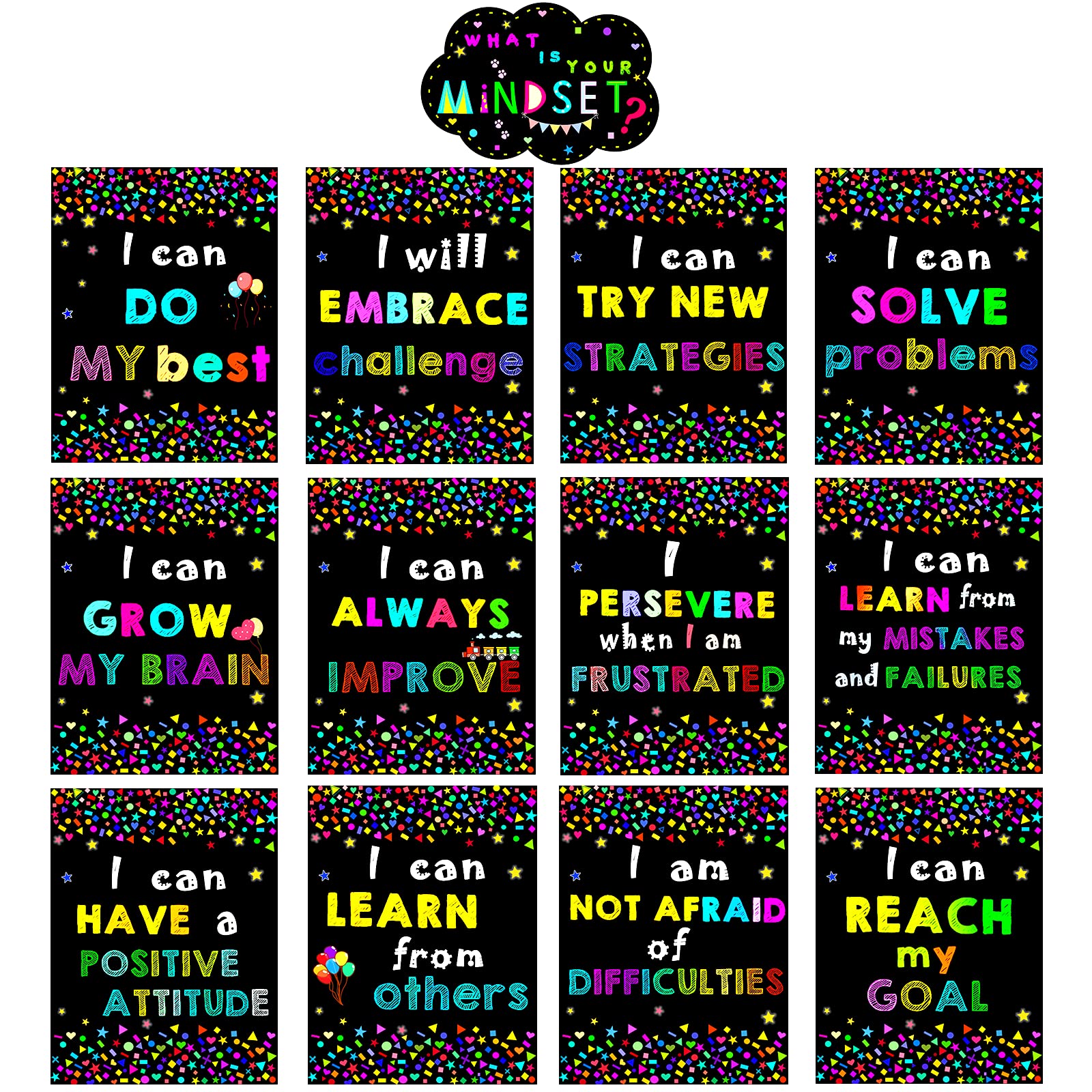 Growth Mindset Posters Bulletin Board Decorations 13 Pcs What Is ...