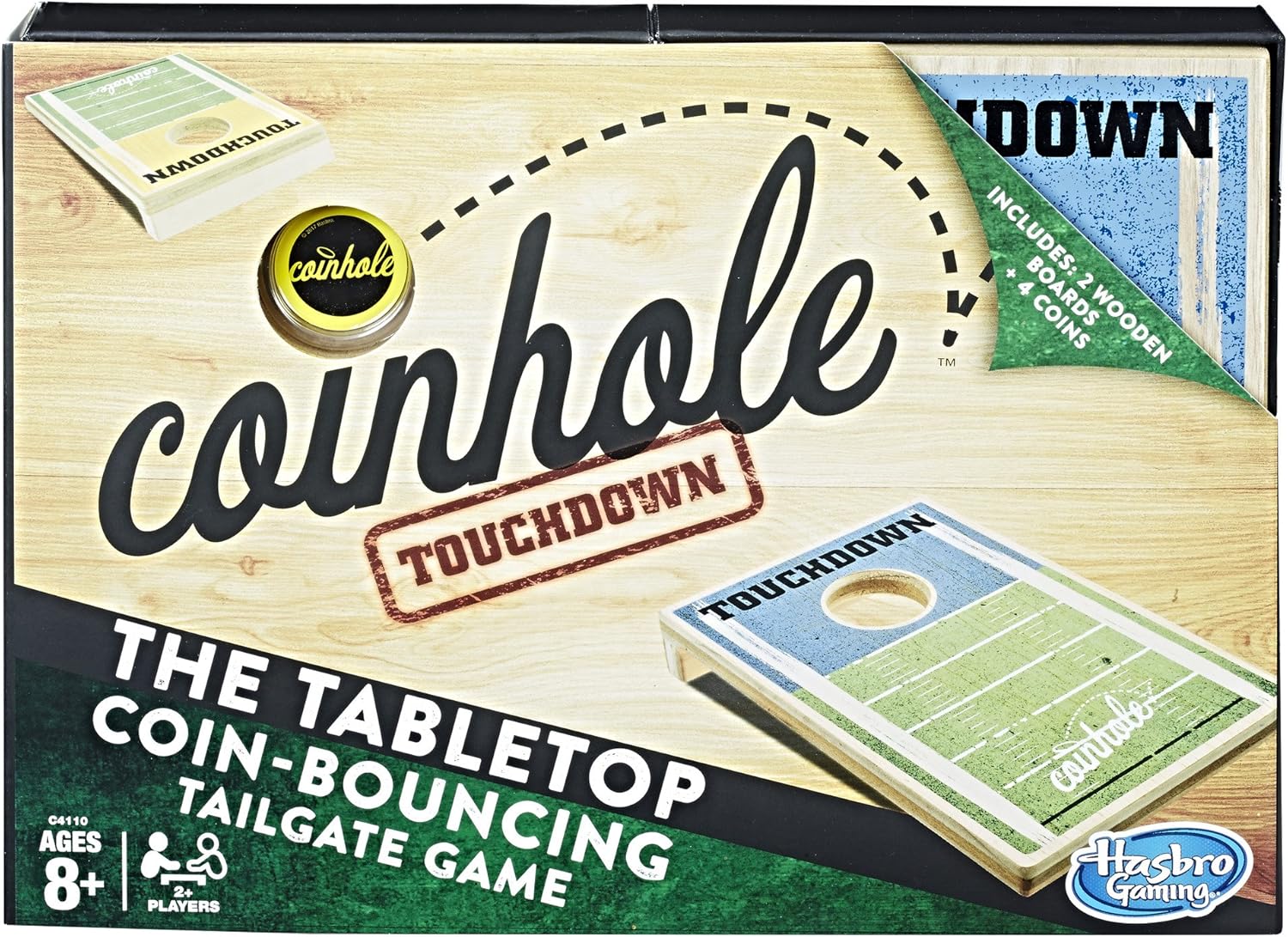 Amazon.com: Hasbro Gaming Coinhole Touchdown Coin-Tossing Table Top ...
