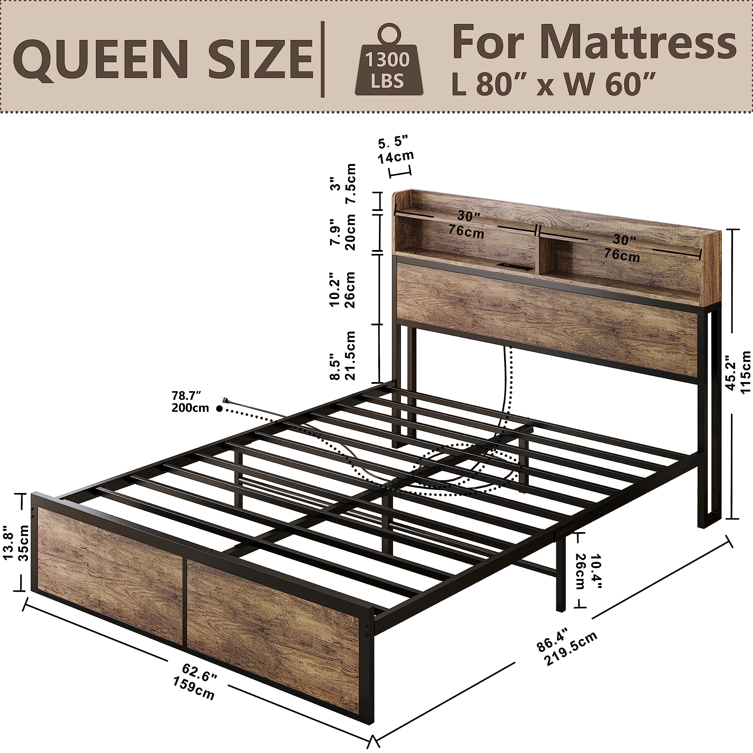 Snapklik.com : IRONCK Queen Bed Frame