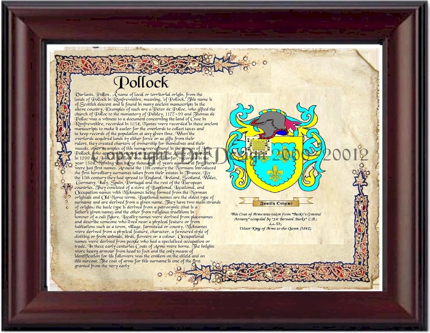 Amazon.com: Pollock Coat of Arms/ Family Crest on Fine Paper and Family ...