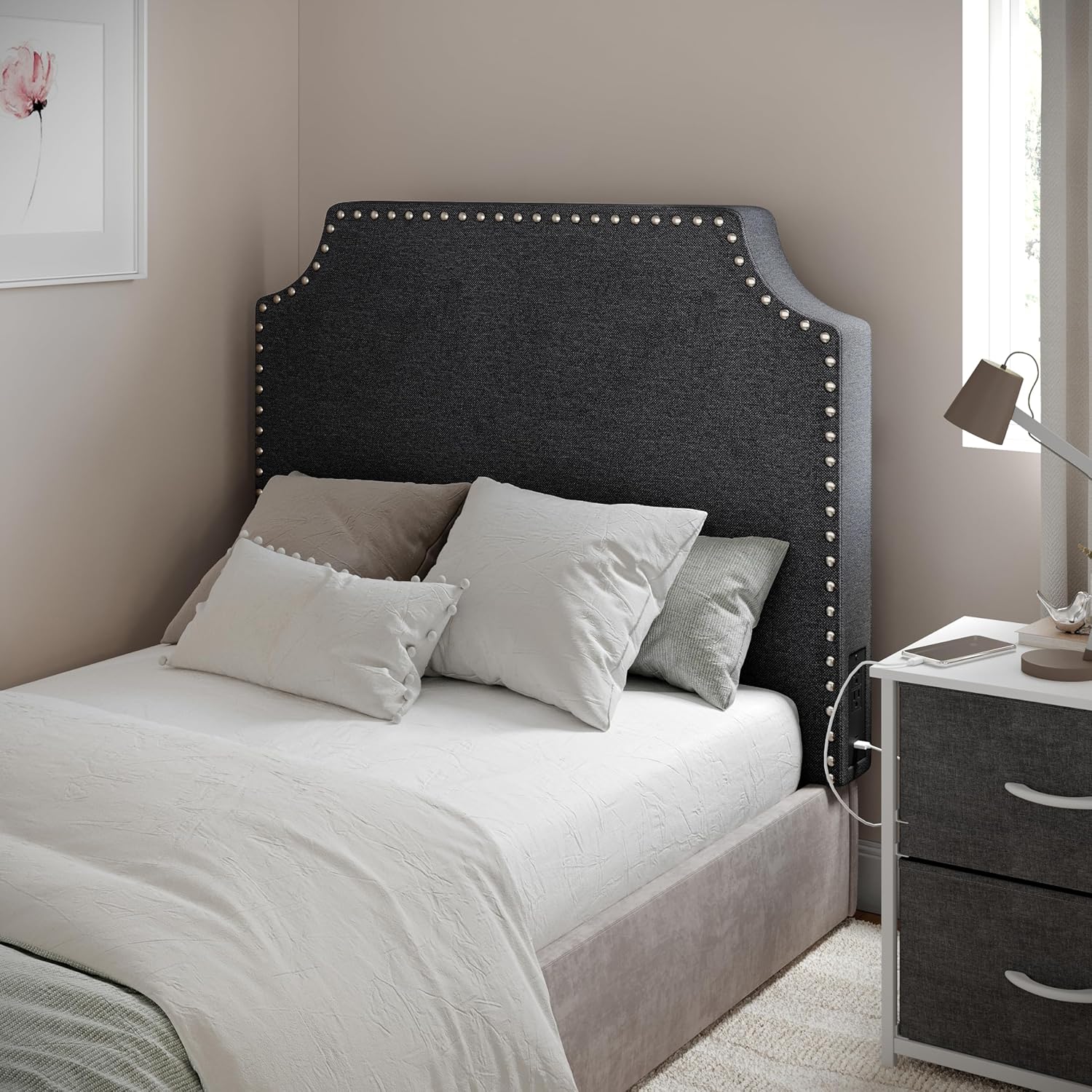 Amazon.com - Flash Furniture Adeline Twin Headboard with 2 Outlets, USB ...