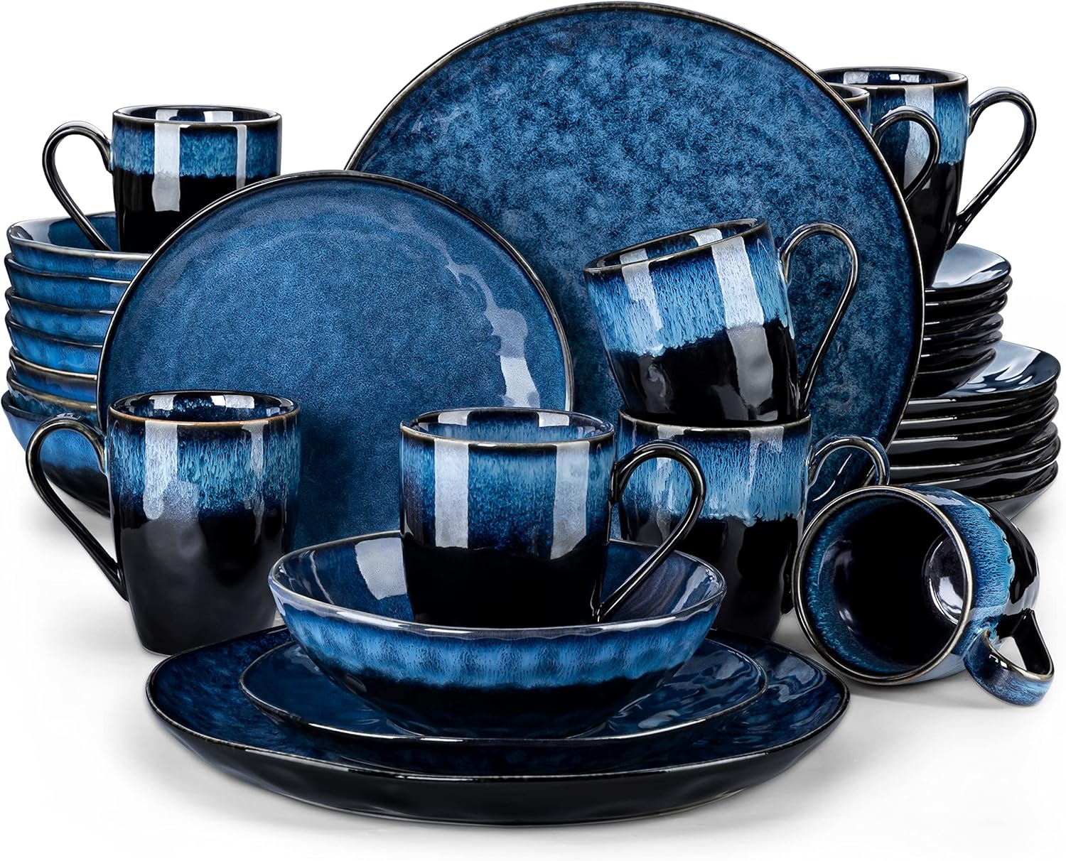 vancasso Starry Blue Dinner Set, Reactive Glaze Dinnerware Tableware ...