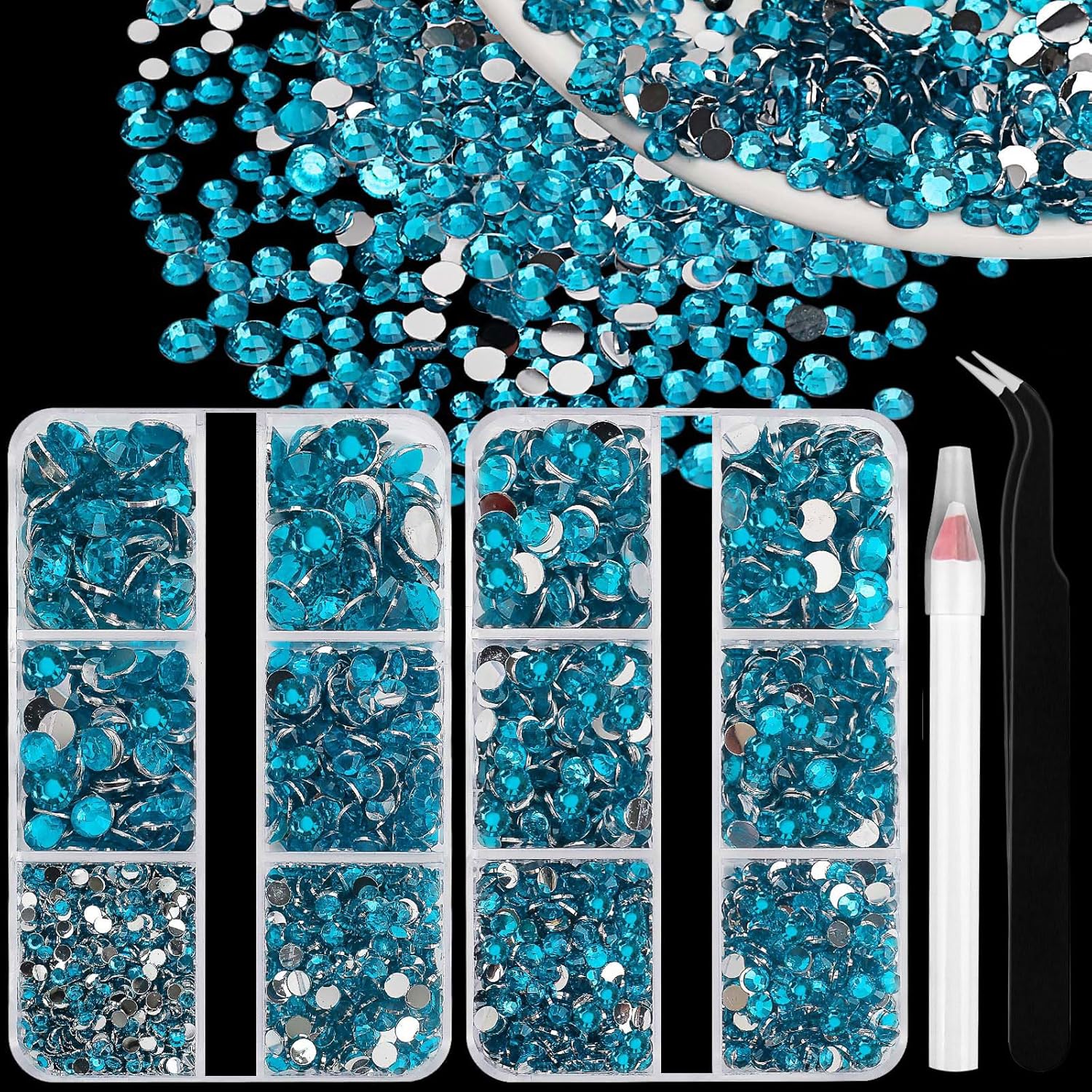 Amazon.com: BONNY BOXX Resin Rhinestones Kits, 2 Boxes 2-6MM Capri Blue ...