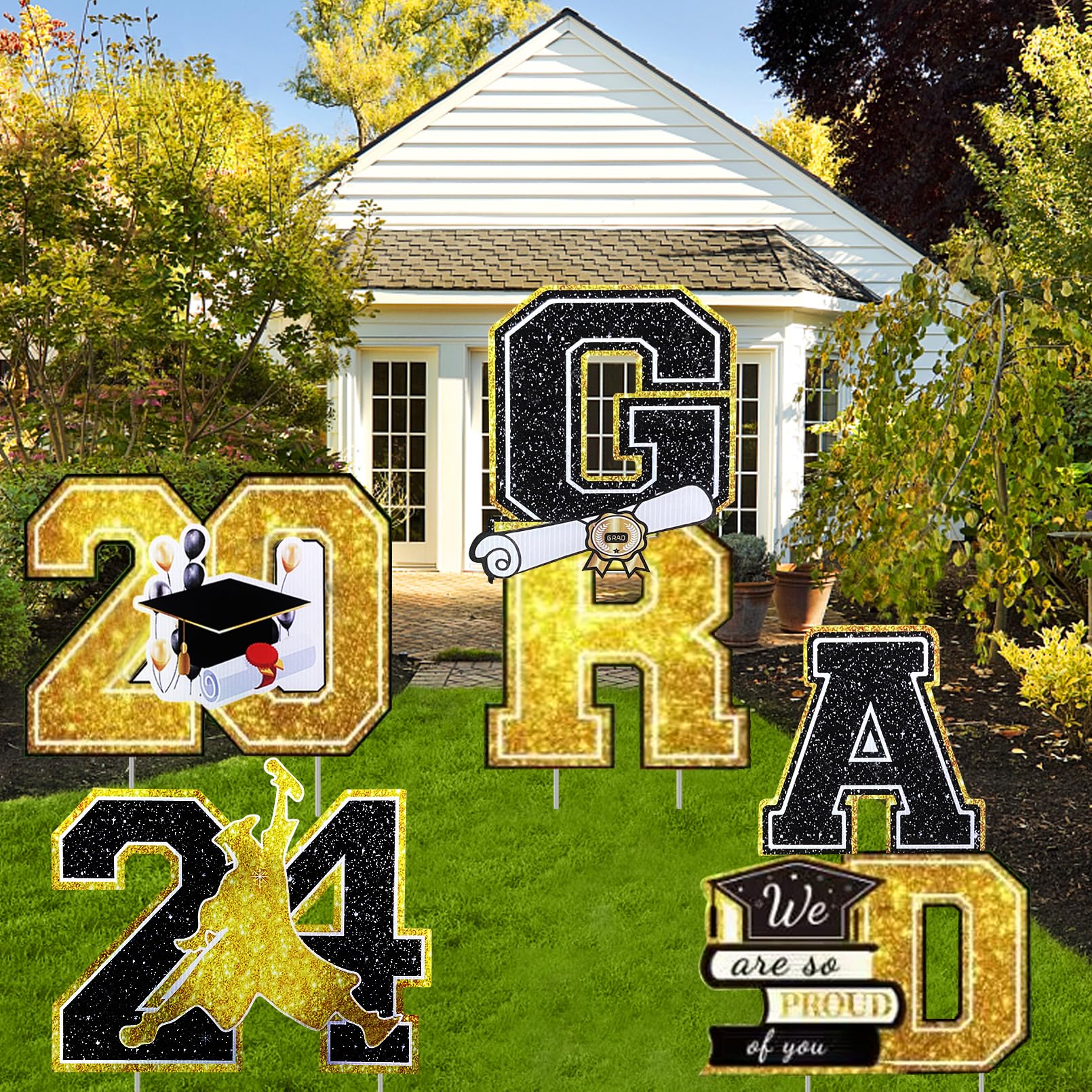 Graduation Yard Sign Decoration 2024, 4PCS Graduation Yard Sign Class ...