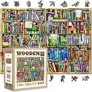 Amazon.com: WOODEN.CITY Wooden Puzzle - Bookshelves | 1000 Pieces with ...