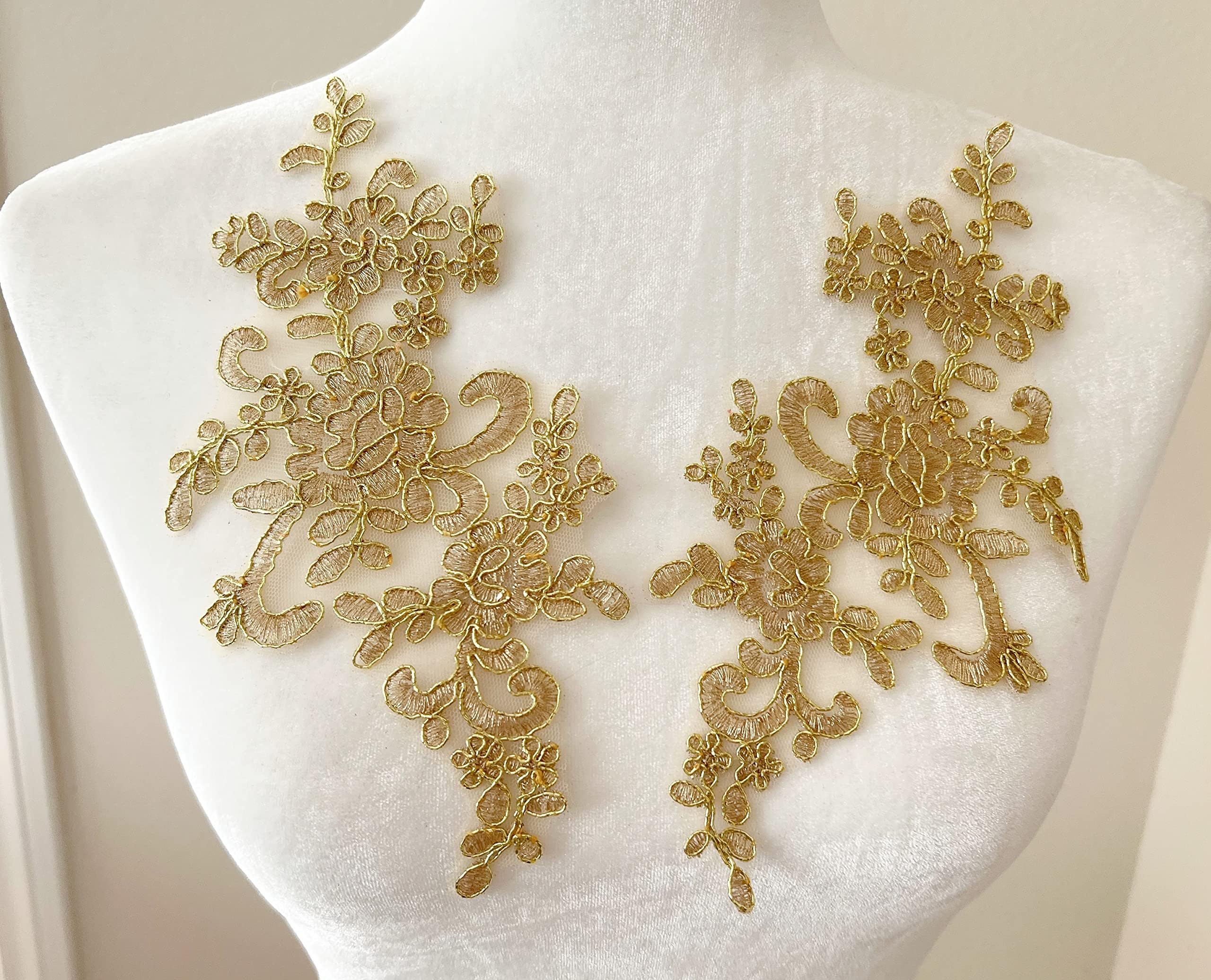 Amazon.com: 1 Pair Fine Lace Fabric Patches Embroidered Trim applique ...