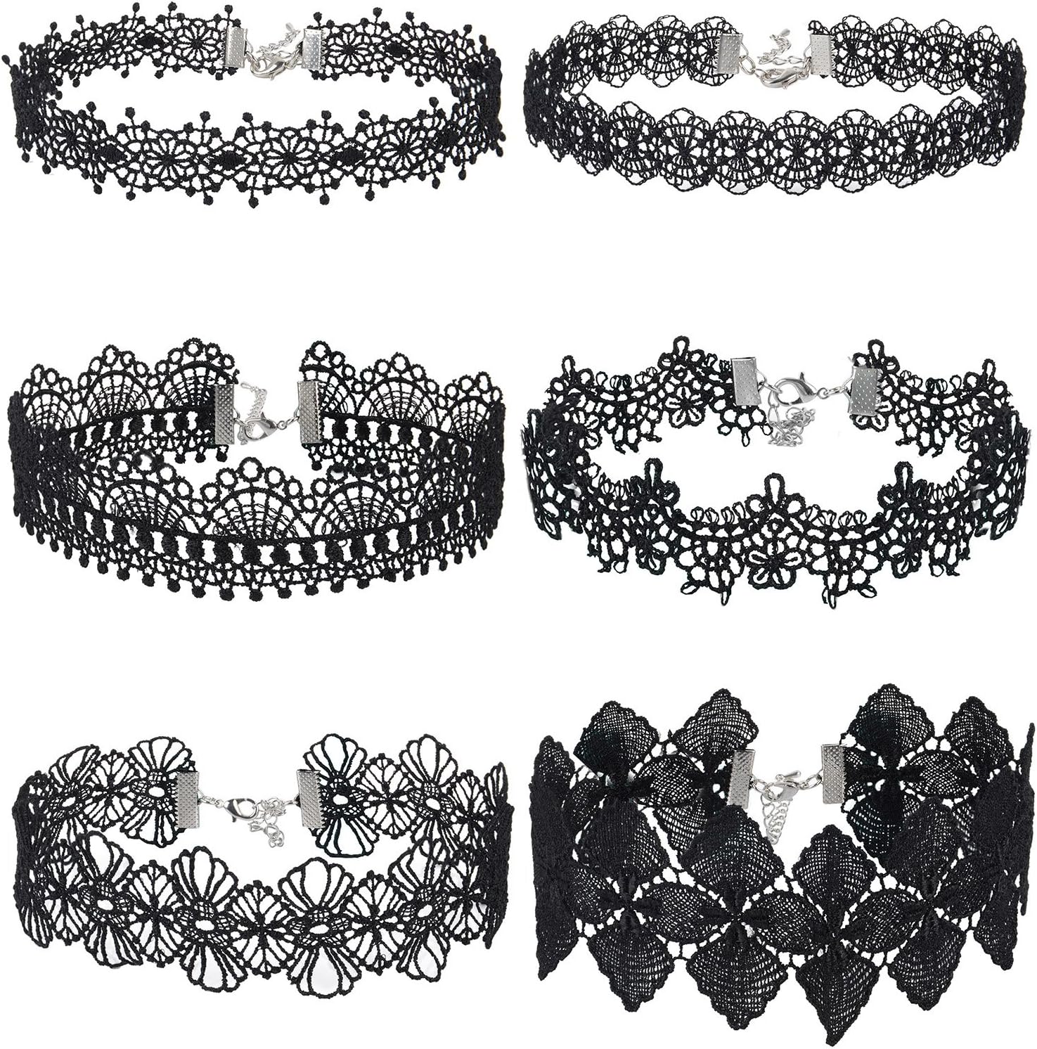 Amazon.com: Covzoe 8 Pieces Lace Choker Necklace, Elegant Gothic ...