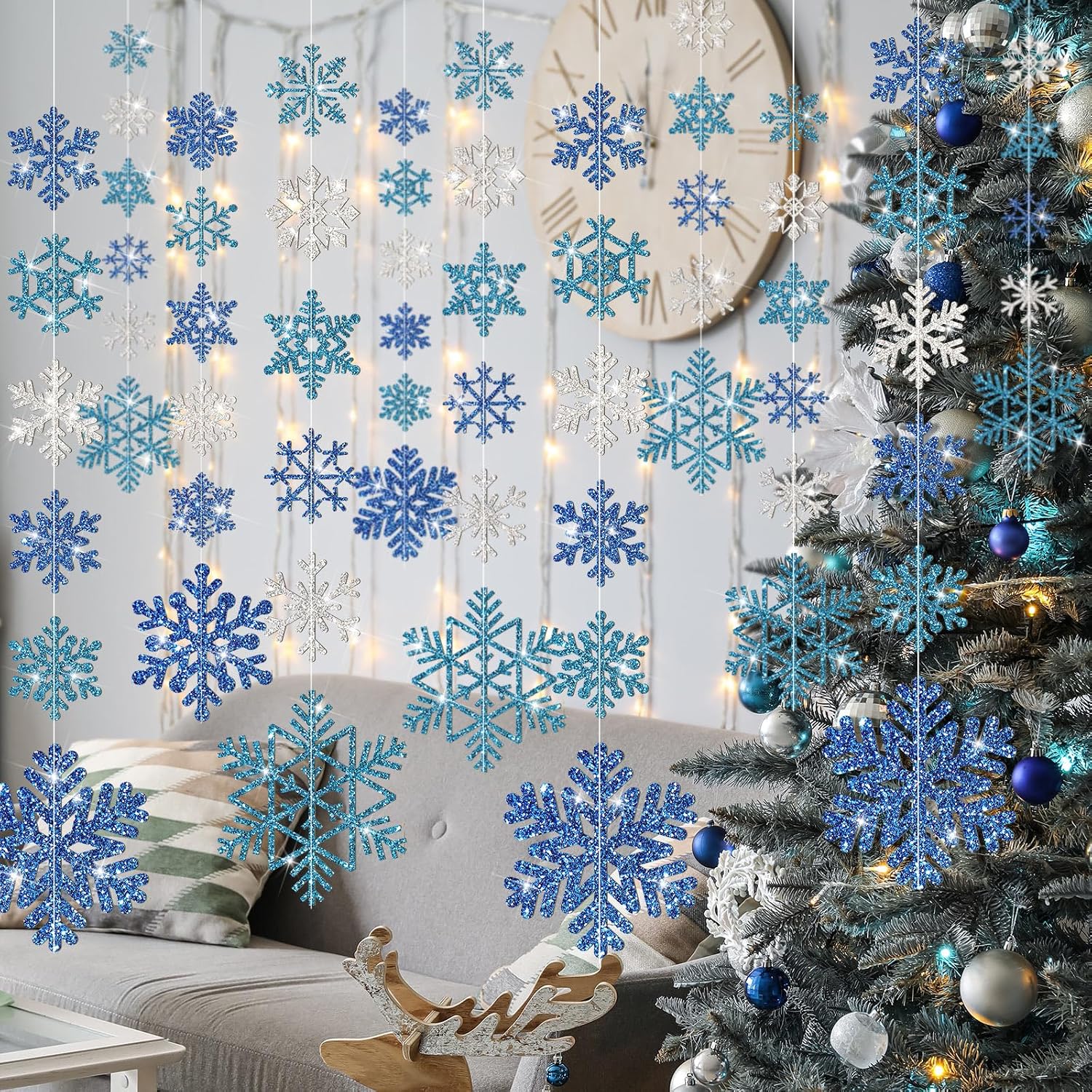 Amazon.com: Vercraft 12 Pcs Winter Christmas Snowflake Banner Garlands ...