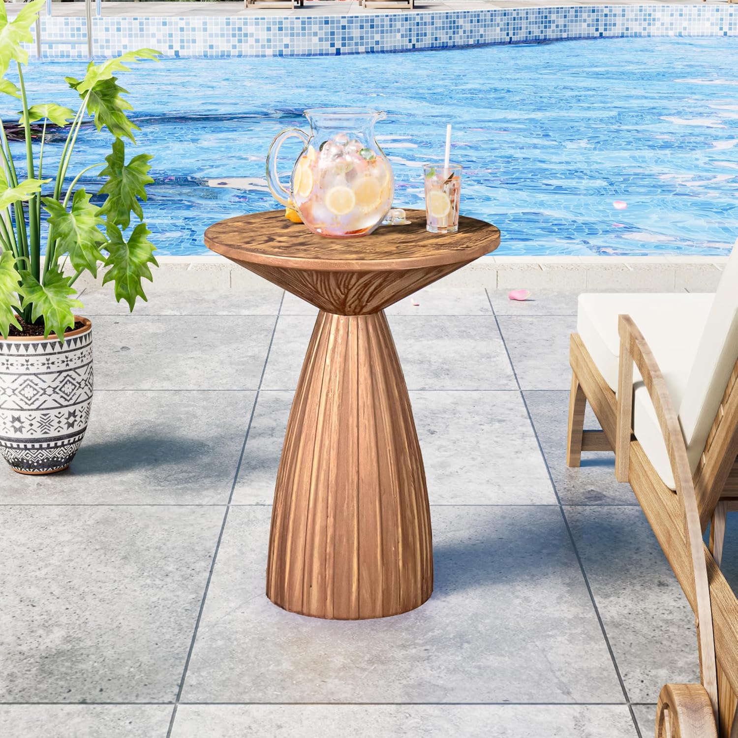 Amazon.com: Furtivusia Metal Small Patio Table, Round Outdoor Side ...