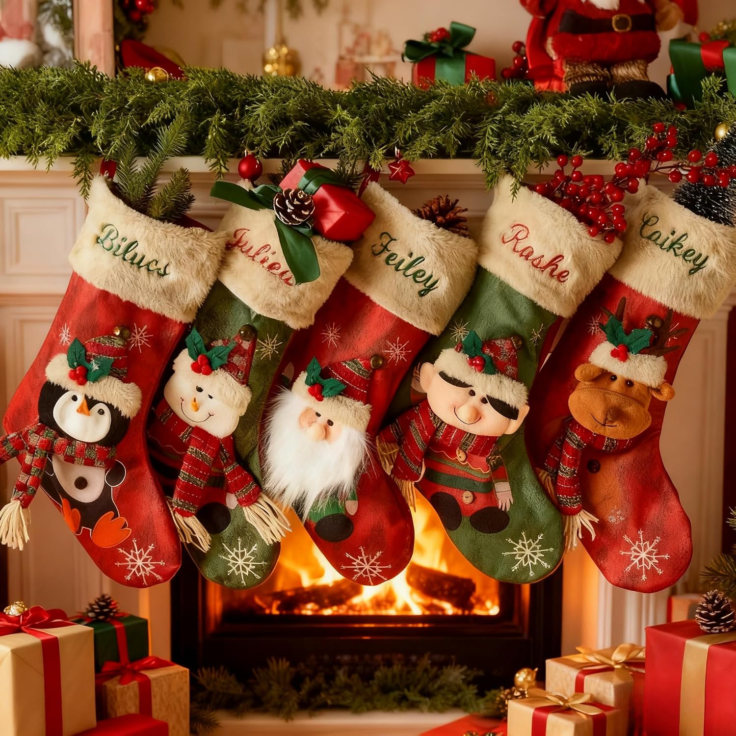 Amazon.com: Personalized Christmas Stockings with Names Monogram ...