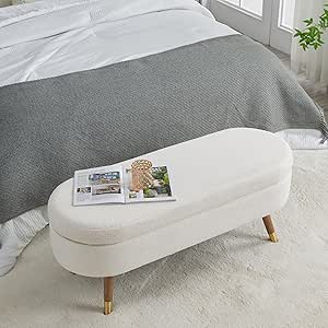 Amazon.com: NEOCOZY Oval Storage Bench, 43.5" Upholstered End of Bed ...