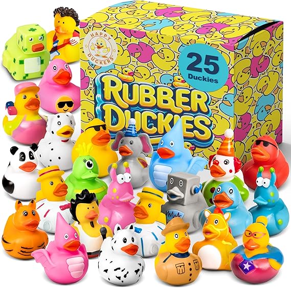 Amazon.com: Happy Duckers Rubber Ducks - 25 Piece Bulk Pack for Bath ...