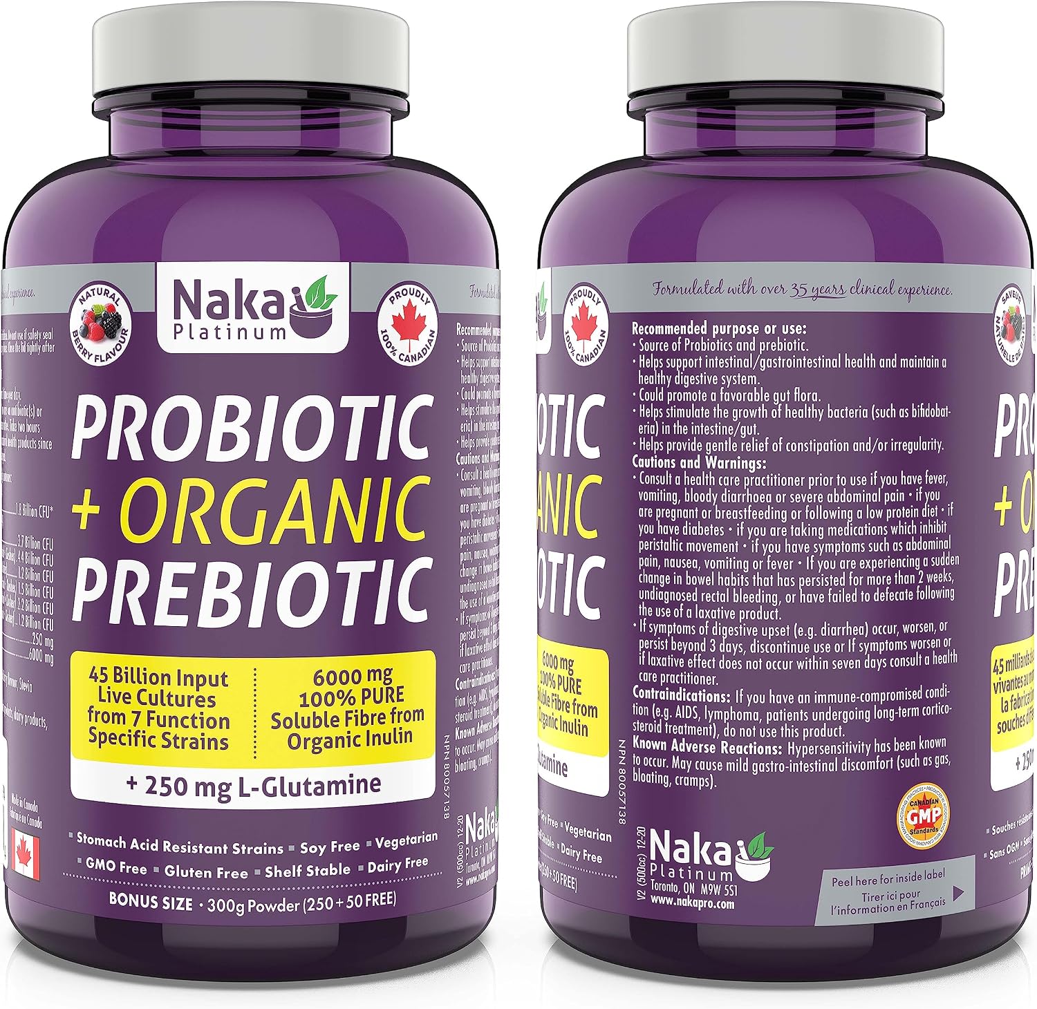 Naka Platinum Probiotic + Organic Prebiotic 45 Billion Input Live ...