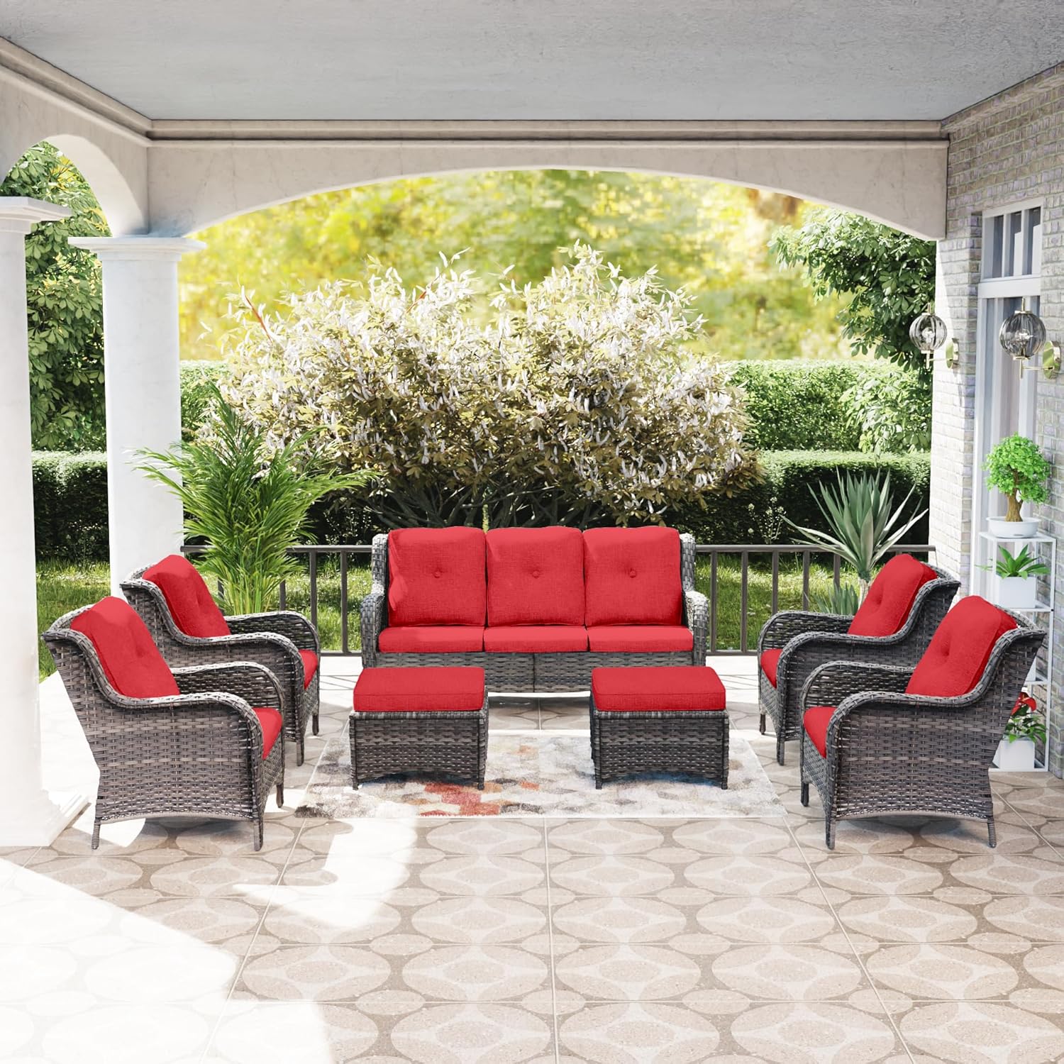 Amazon.com: Joyside Wicker Patio Furniture Sets 7 Piece Set with One 3 ...