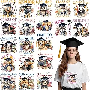 Amazon.com: Graduation Iron on Transfers for T-Shirts: 20 Pcs 2025 ...