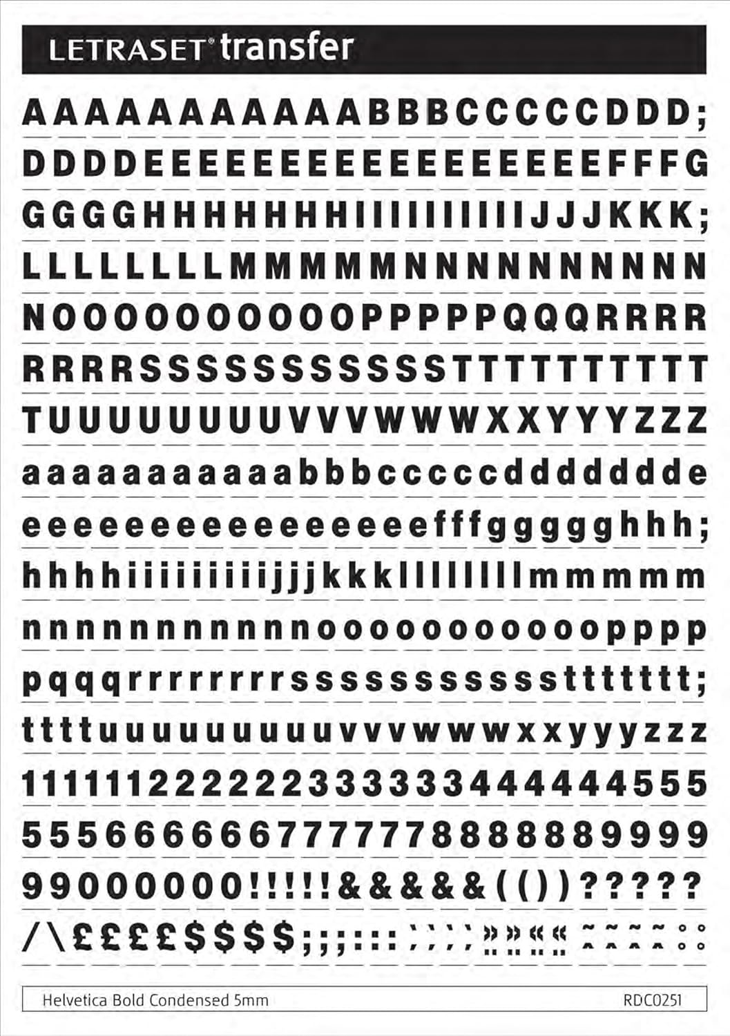 Letraset Rubdown Lettering Transfer A5 Sheet including burnisher ...