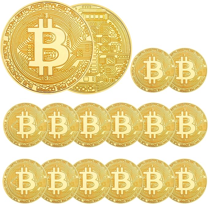 Amazon.com: Cosbur 15Pcs Bitcoin Coin, Bitcoin Commemorative Coin ...