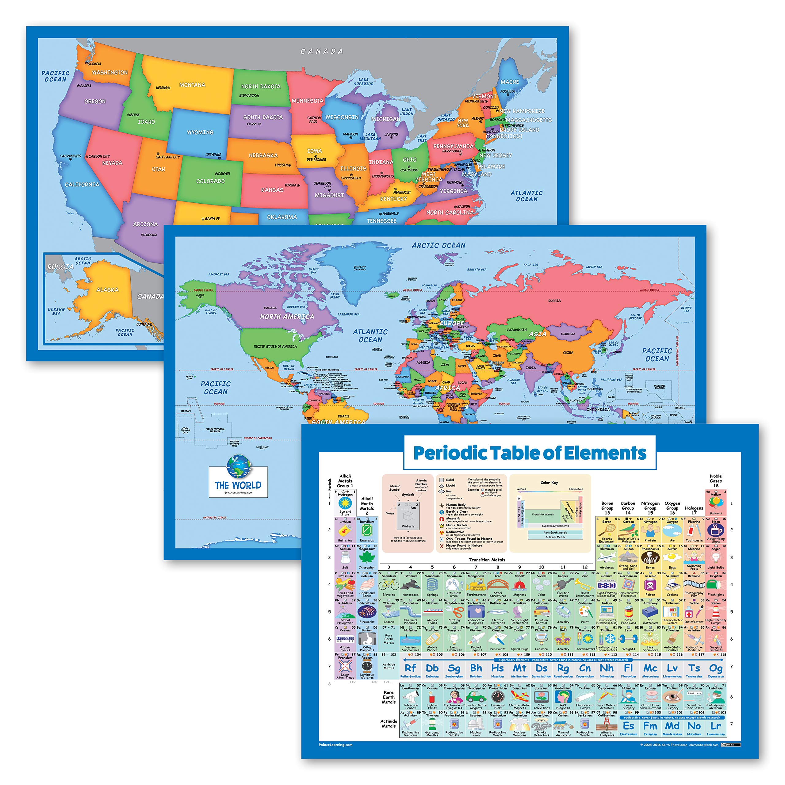 3 Pack World Map And Usa Map For Kids Periodic | Desertcart Morocco