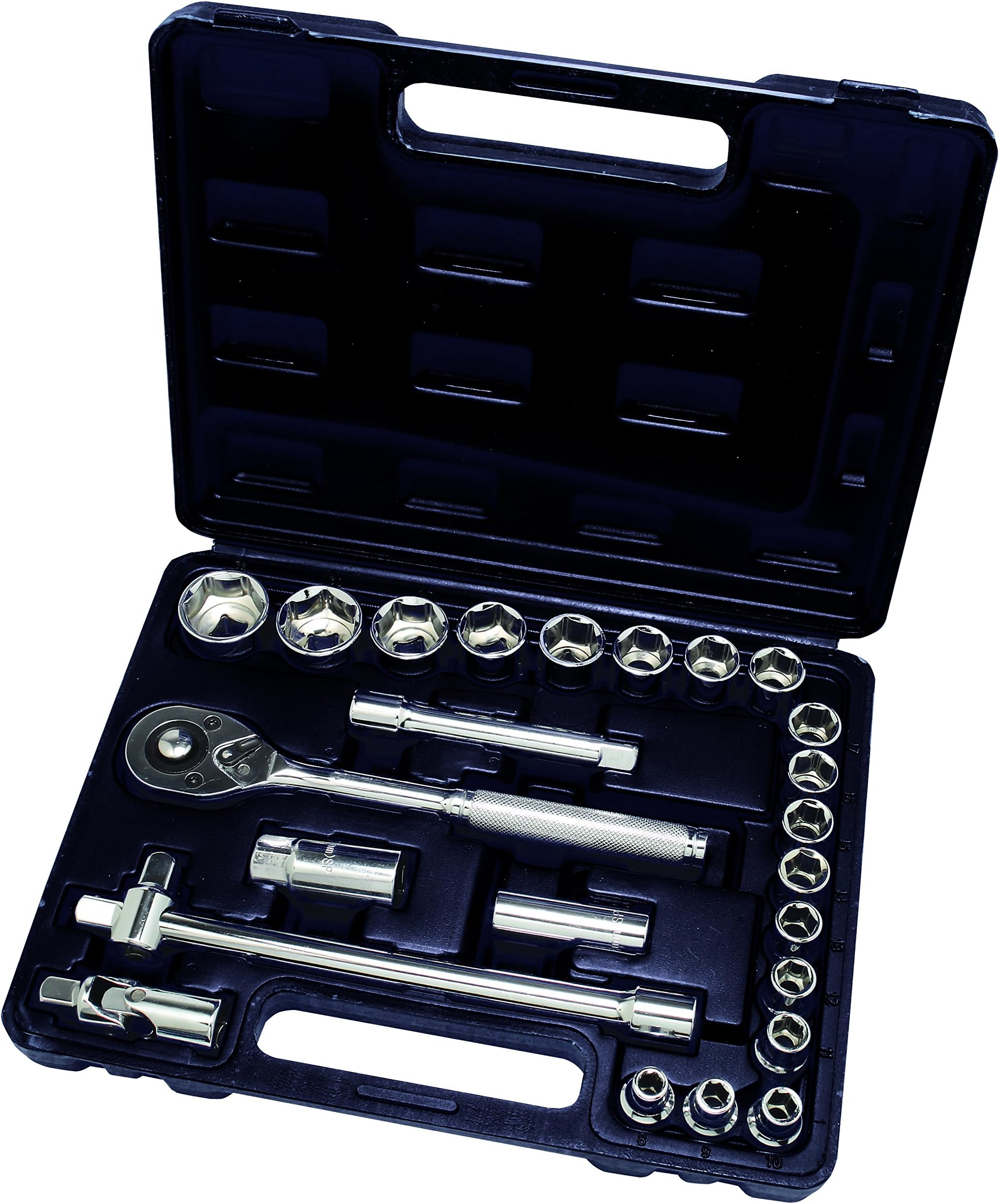Draper 33 Piece Square Drive Combined 1/2-Inch Socket Set with Ratchet ...
