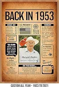 Amazon.com: Back in 1953 Poster Sign, Personalized Birthday Gifts Idea ...