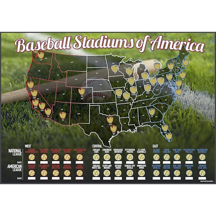Buy Baseball Stadiums of America Scratch Off Map | Lists National ...