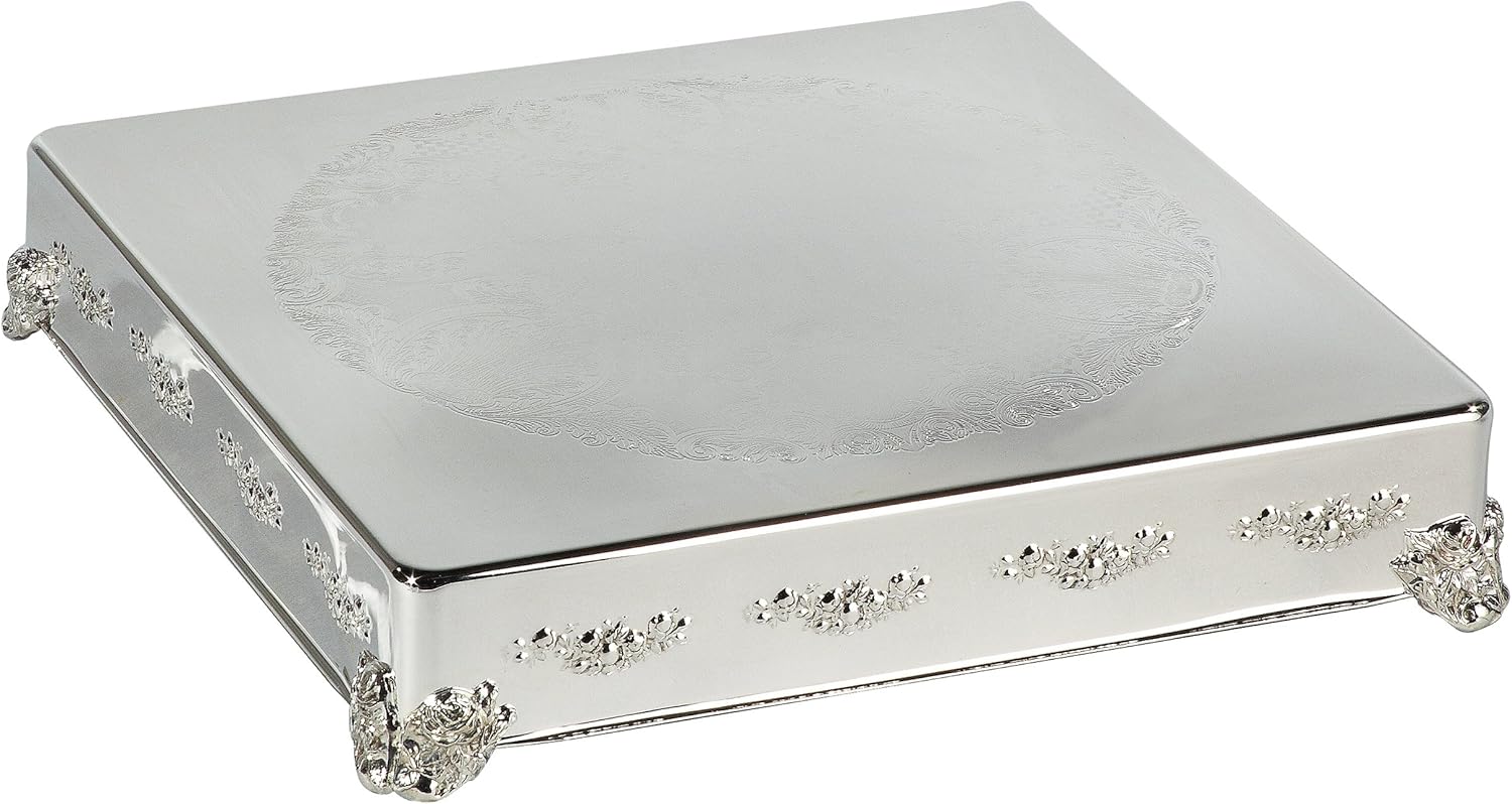 Amazon.com | Elegance 18" Square Cake Plateau - 18" Silver Plated ...