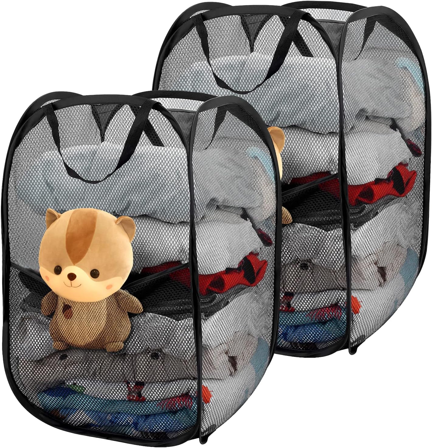 Cesto Ropa Sucia de Malla Plegable,2 Piezas Cesta de Lavandería ...