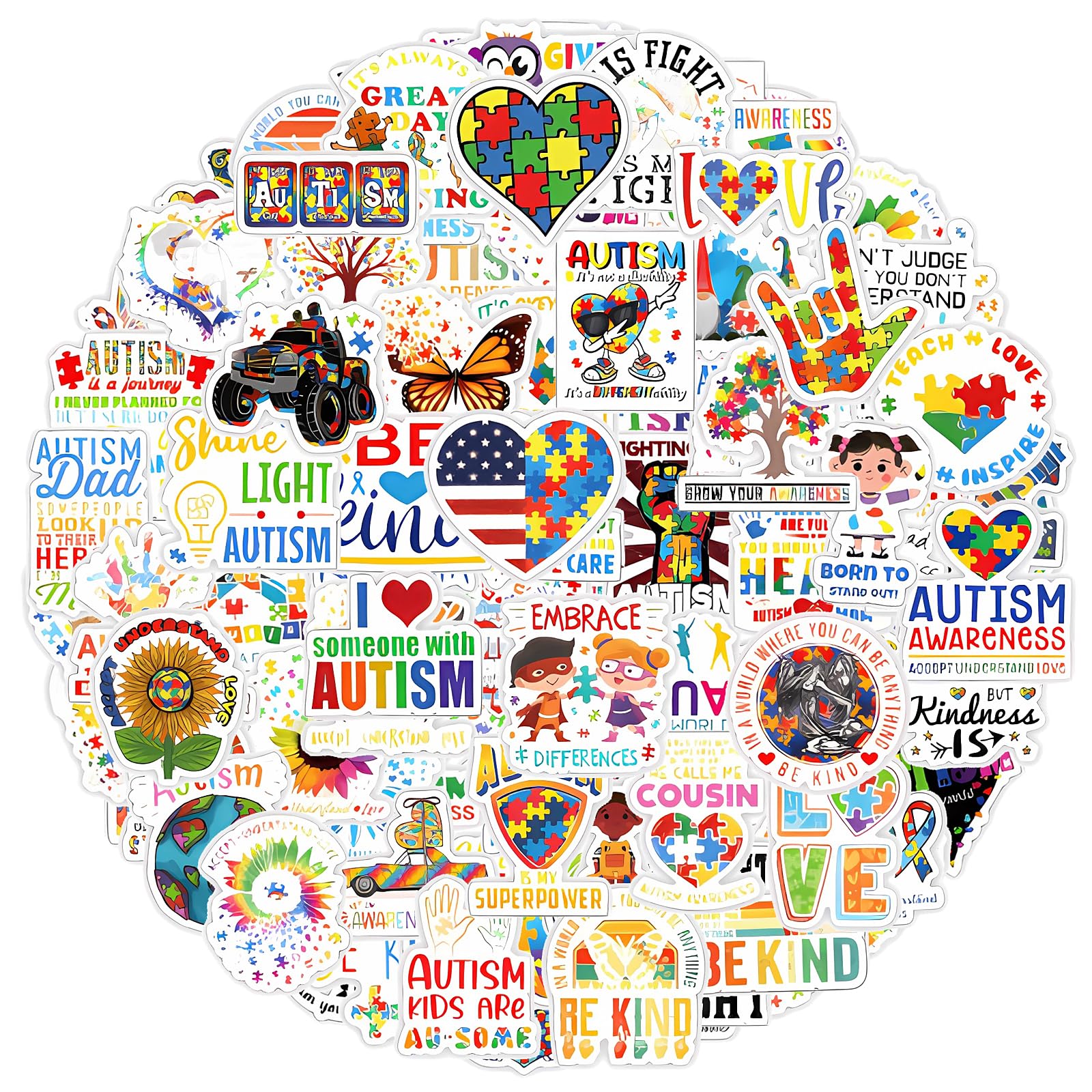 1 x Brand New TIESOME Autism Awareness Stickers, 100 Sheets Water Bott ...