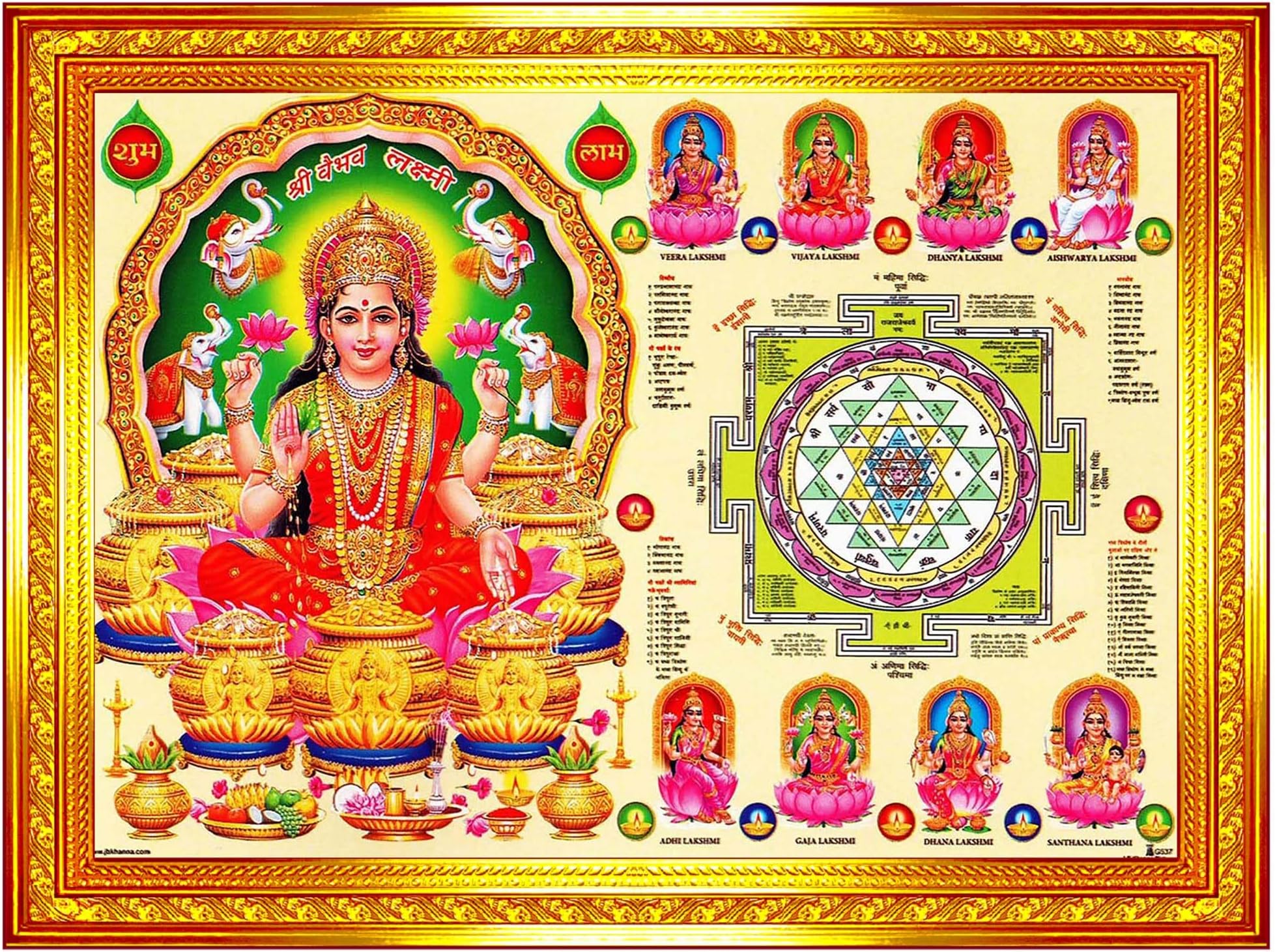 Suninow Hindu Lord Goddess Ashta Lakshmi God Religious Framed Painting ...