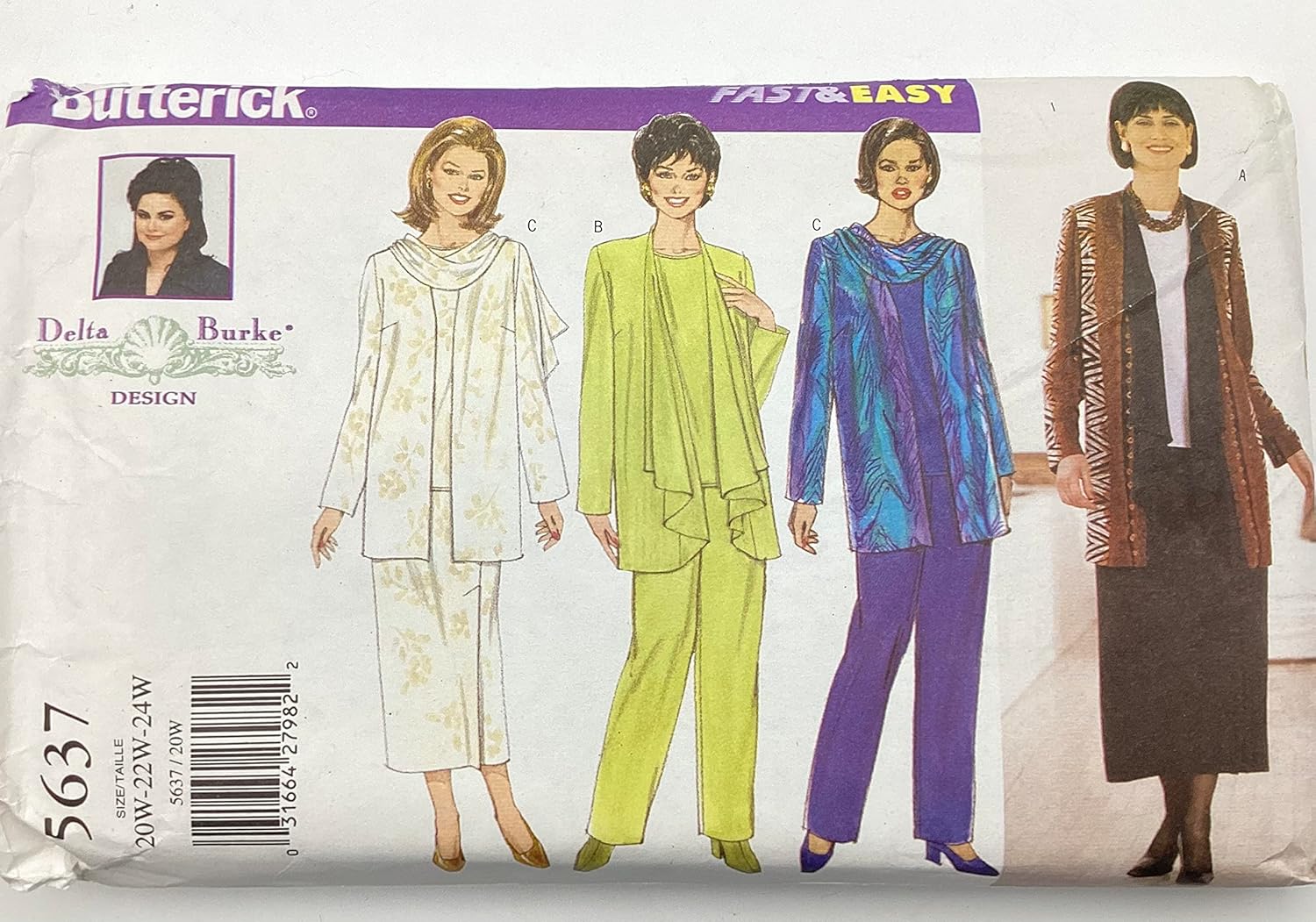 Amazon.com: Butterick 5637 Sewing Pattern Delta Burke Misses Jacket,Top ...