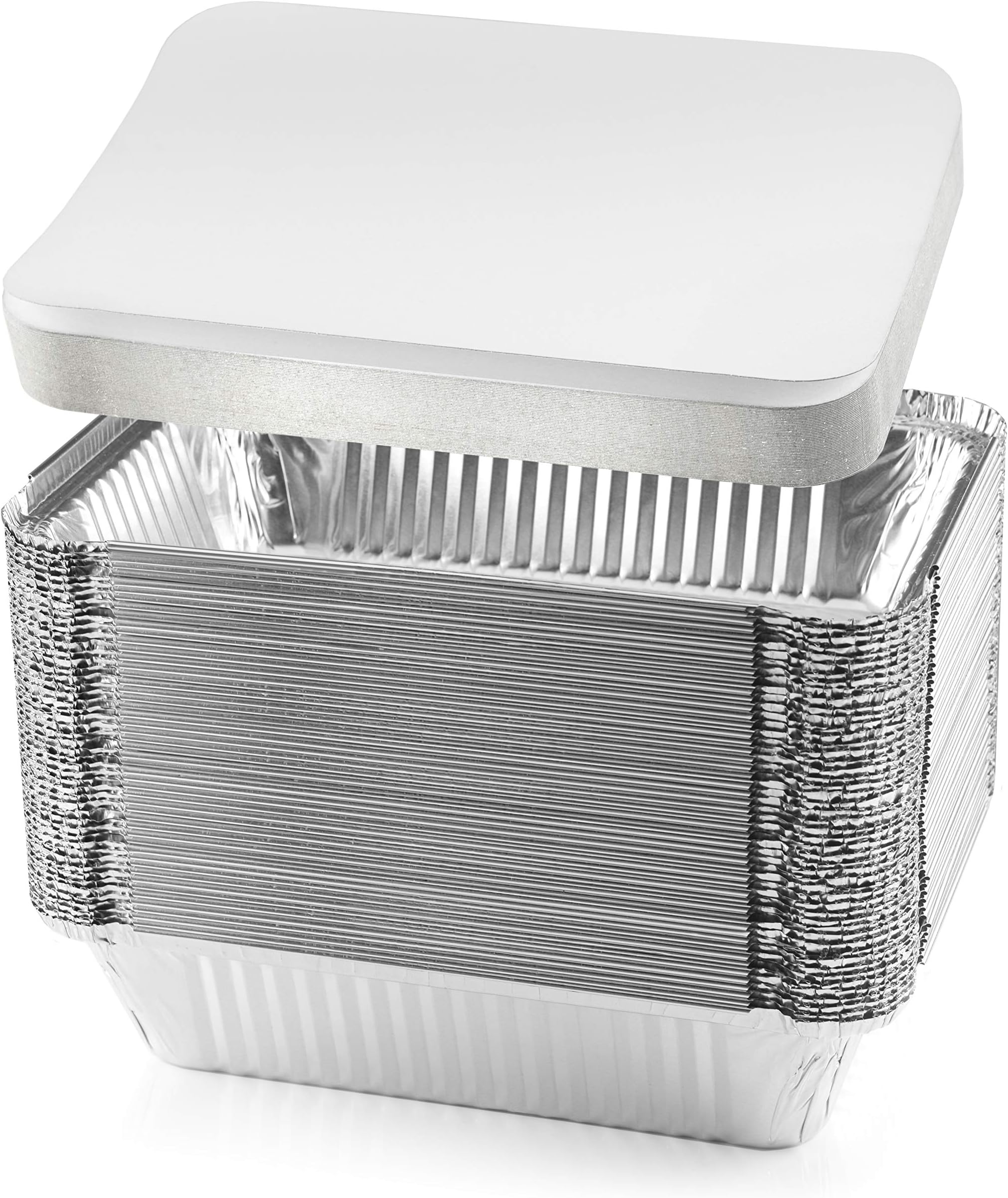 Amazon.com: NYHI 8.4" x 5.9" Disposable Aluminum Pans with Lids Foil ...