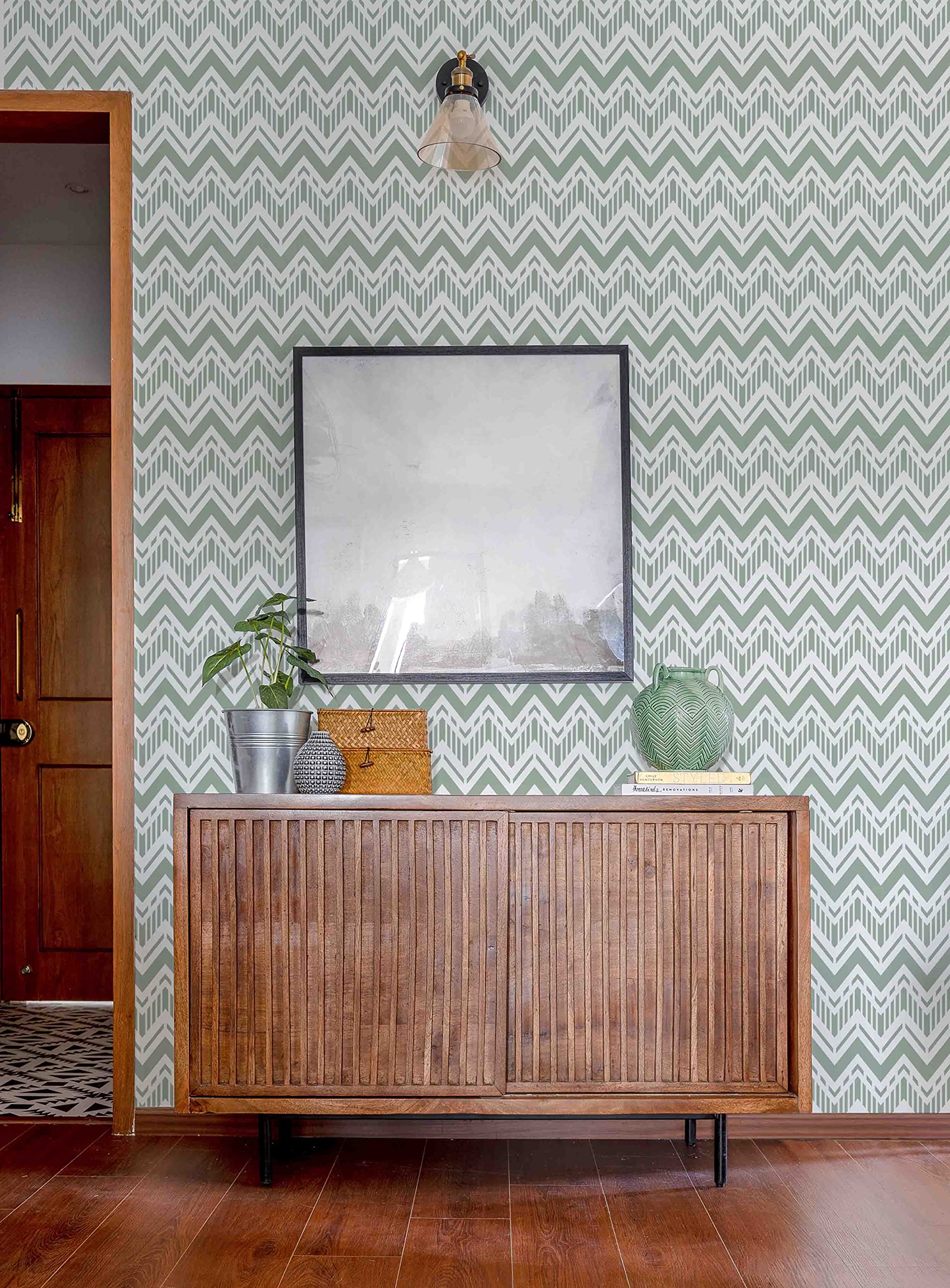 Chevron Wall Design Modern Chevron Wall Stencil Pattern / Herringbone