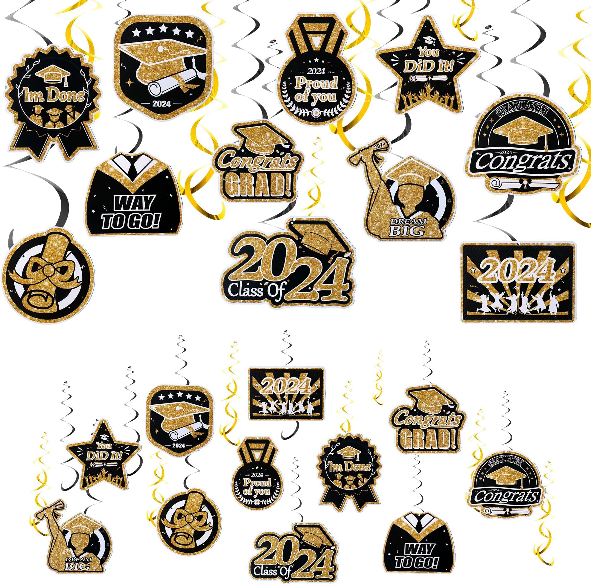 Amazon.com: Quimoy 2024 Graduation Decorations Hanging Swirls, 24Pcs NO ...