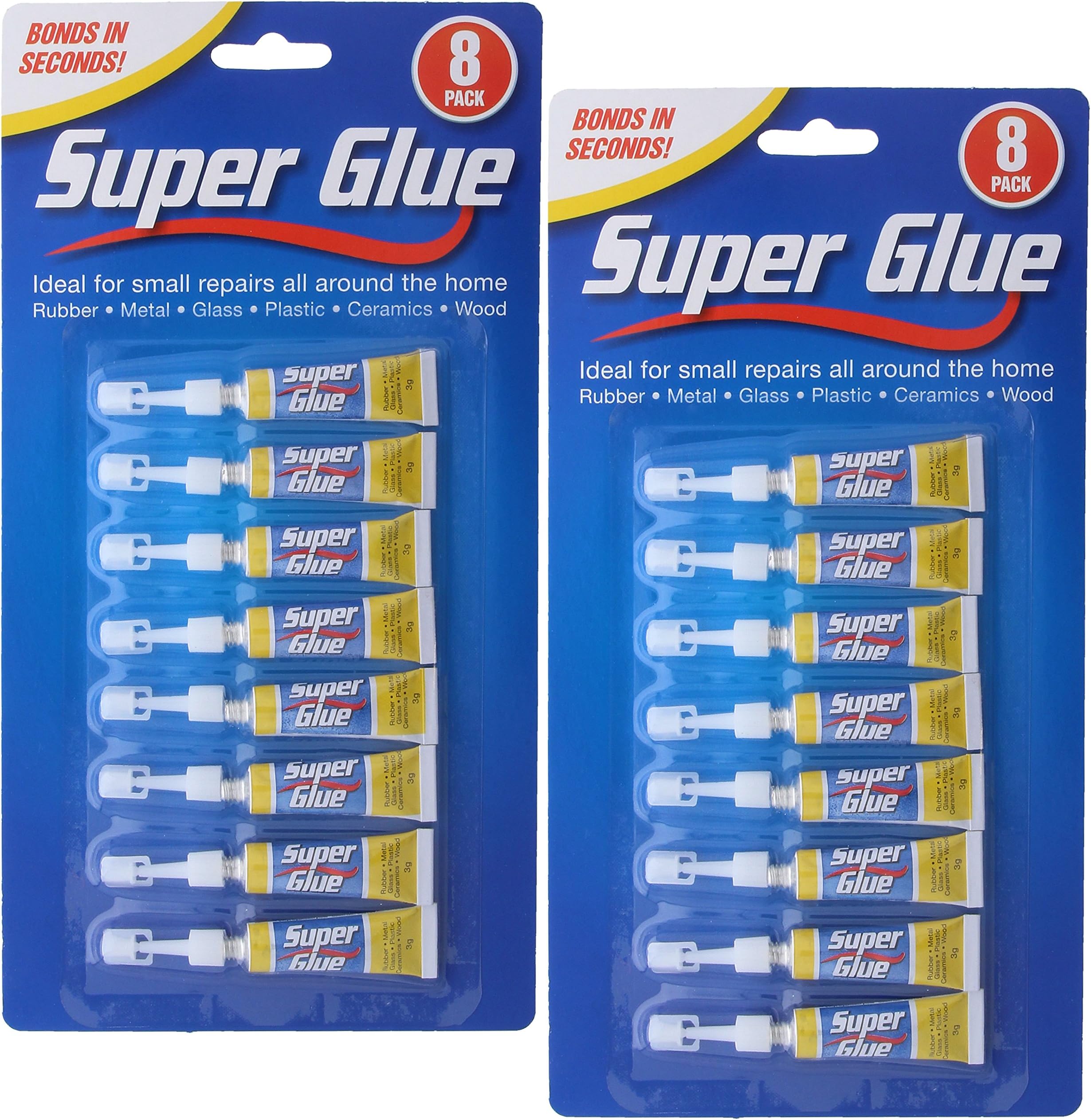 16x Extra Strong Instant Bond Super Glue Tubes 3g for Plastic Glass ...