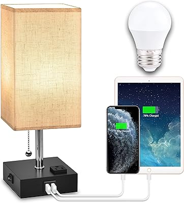 Briever USB C Touch Control Table Lamp, 3-Way Dimmable Desk Lamp with ...