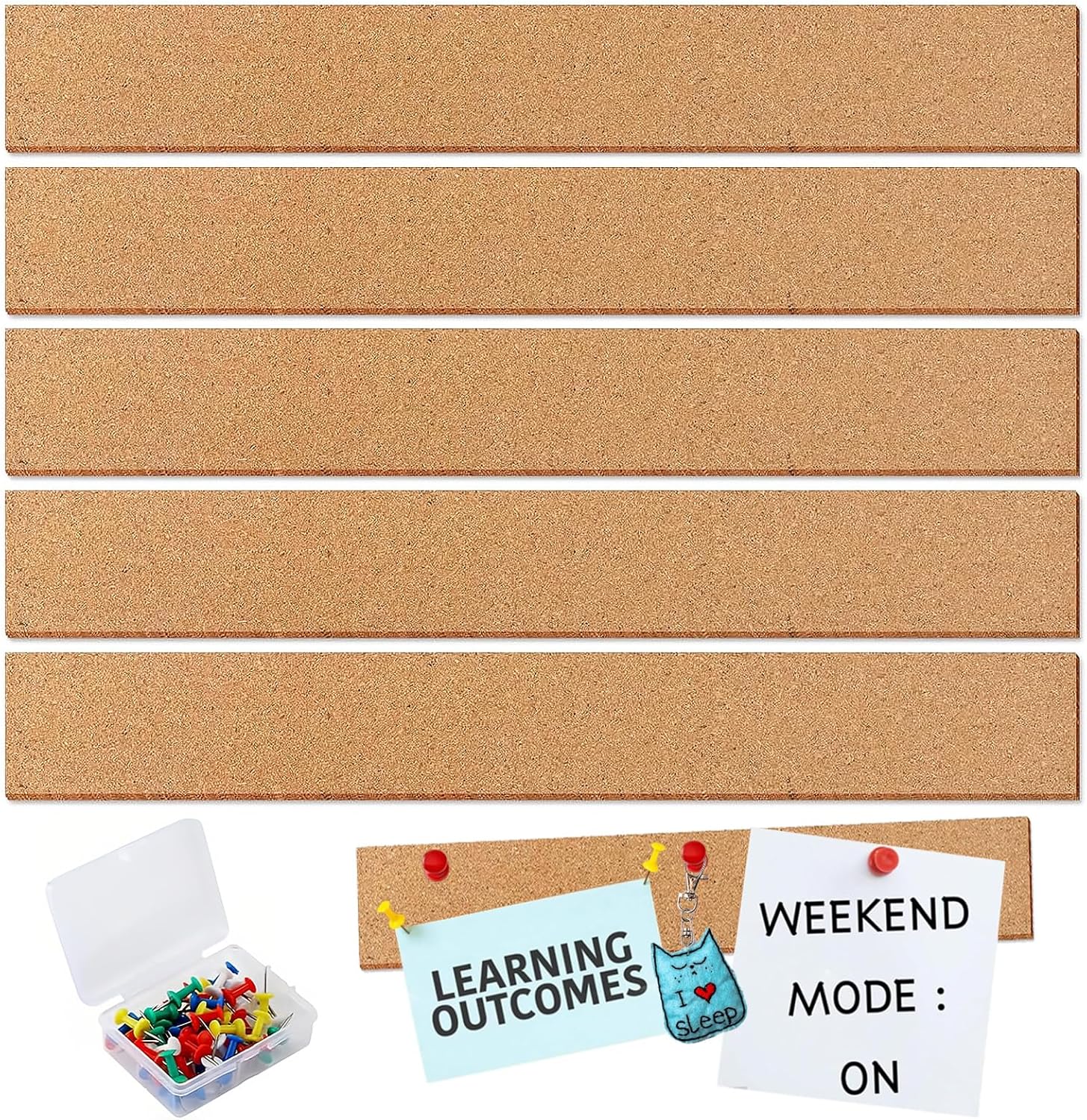 5Pcs Felt Pin Board Bar Strips, Bulletin Board Strips Self Adhesive ...