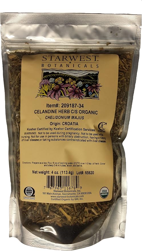 Amazon.com : Organic Celandine Herb C/S, 4oz, 4 ounces : Herbal ...