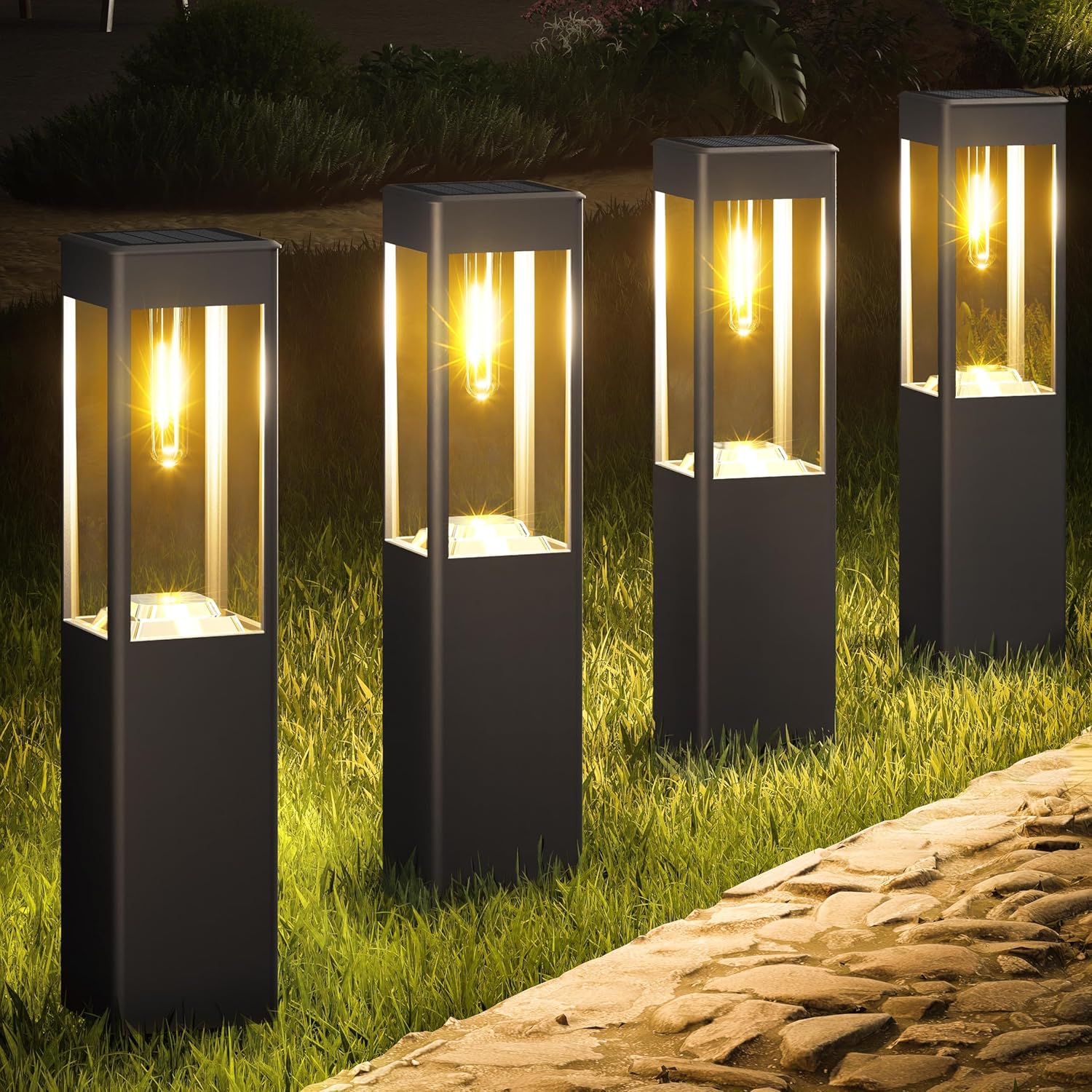 Joomer 4-Pack Solar Lights Outdoor Pathway Lights Waterproof LED ...