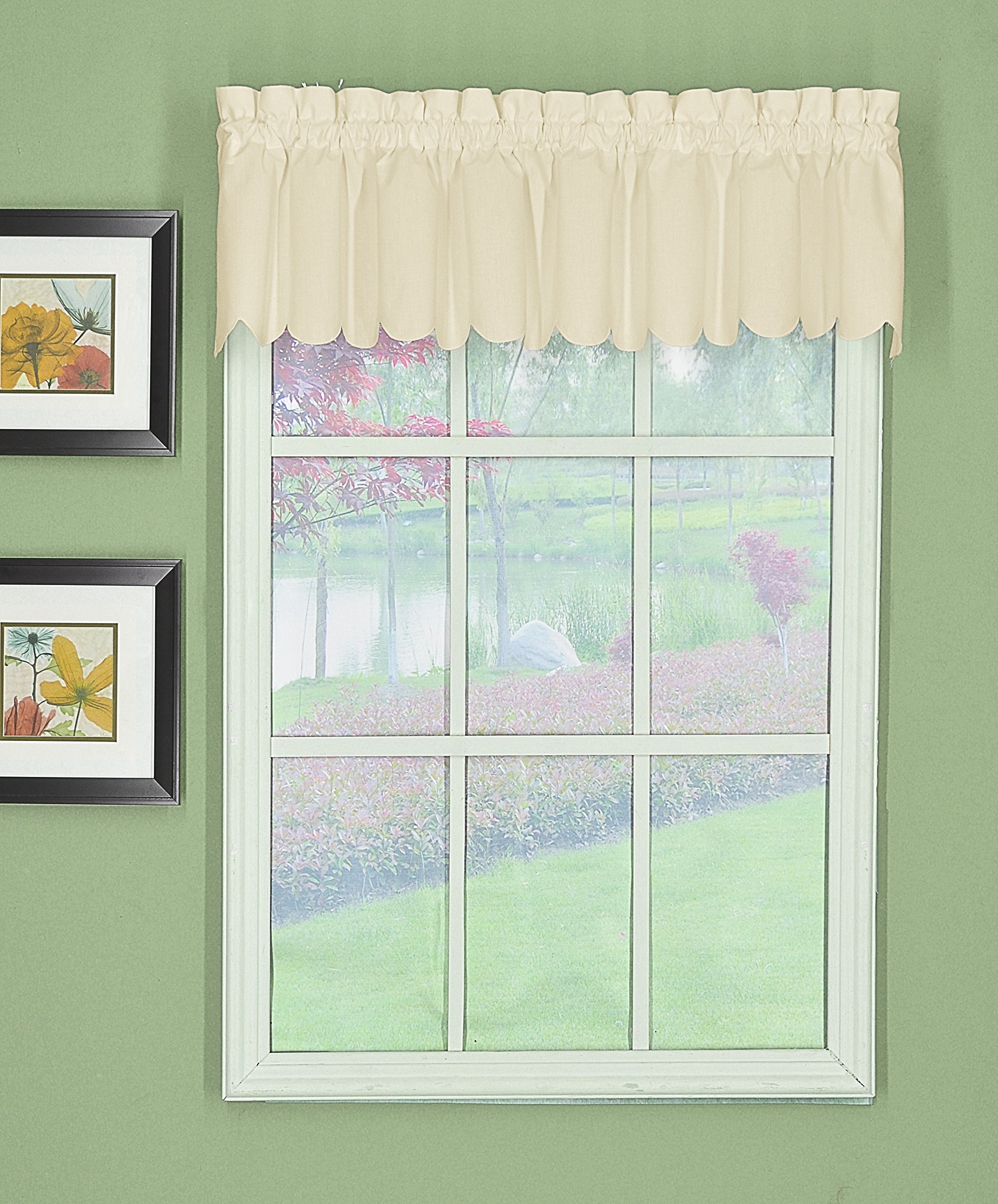 Today's Curtain, Orleans Scallop Curtain, Valance, 60" W x 12" L, Ecru