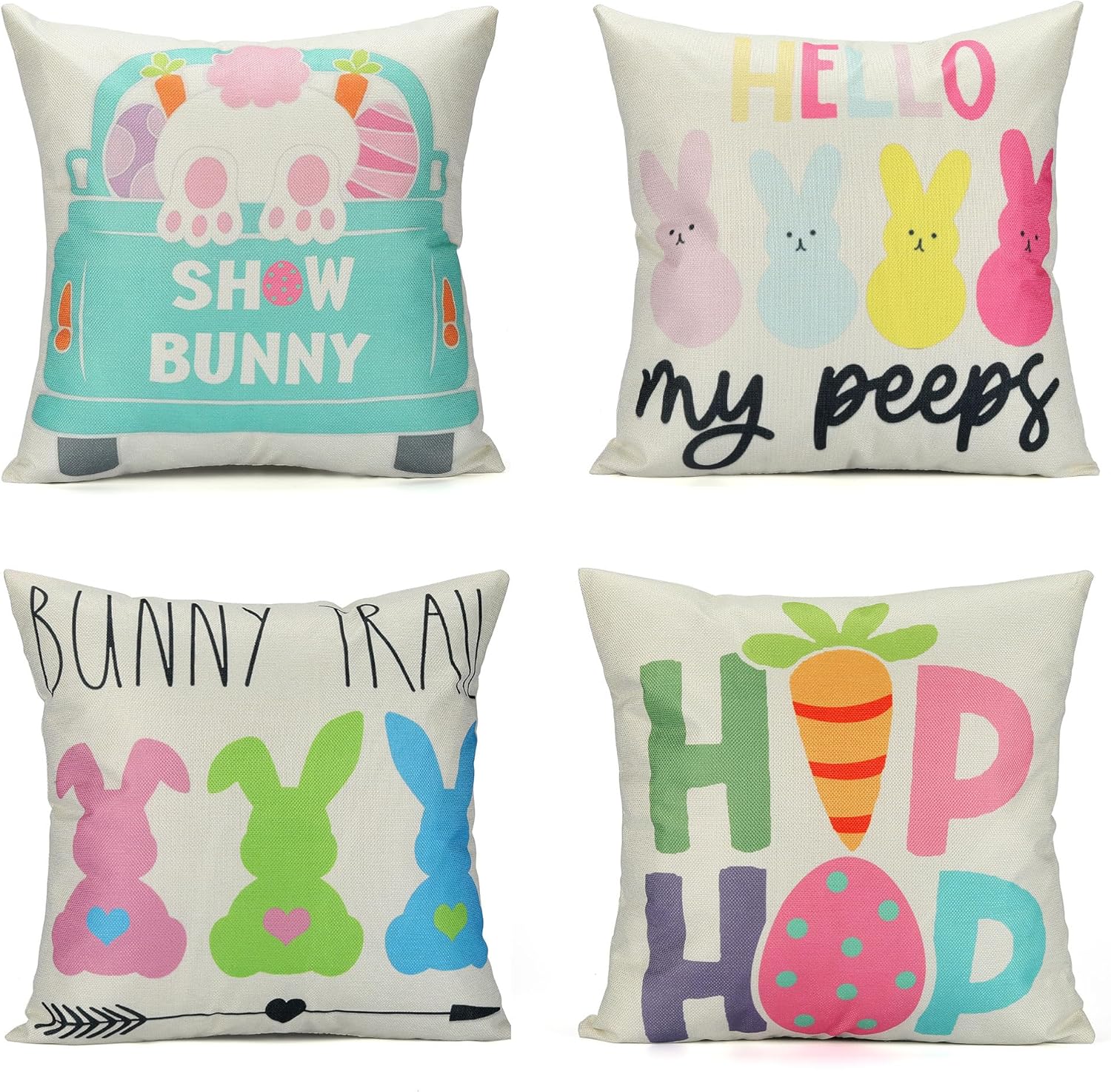 Amazon.com: bluaqua Easter Pillow Covers 18x18 Set of 4, Easter ...