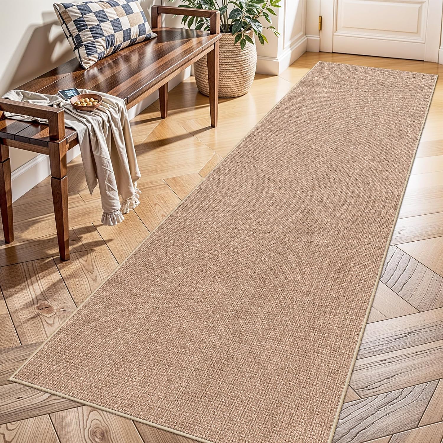 Jute 2x8 Runner Rug for Hallway: Washable Faux Jute Runners Indoor ...