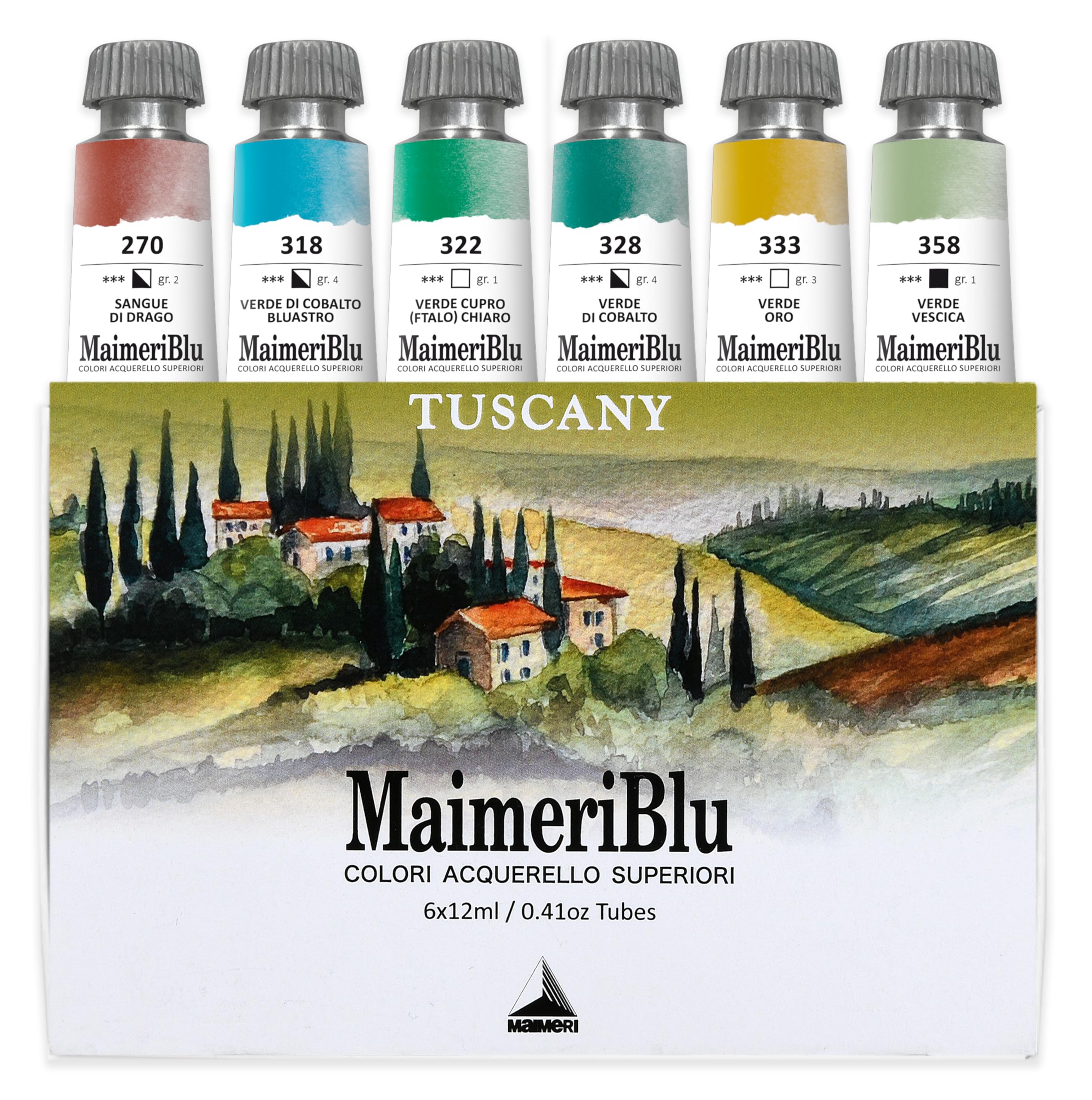 Amazon.com: Maimeri Blu Watercolor Paint, Tuscany Thematic Set, 12ML ...